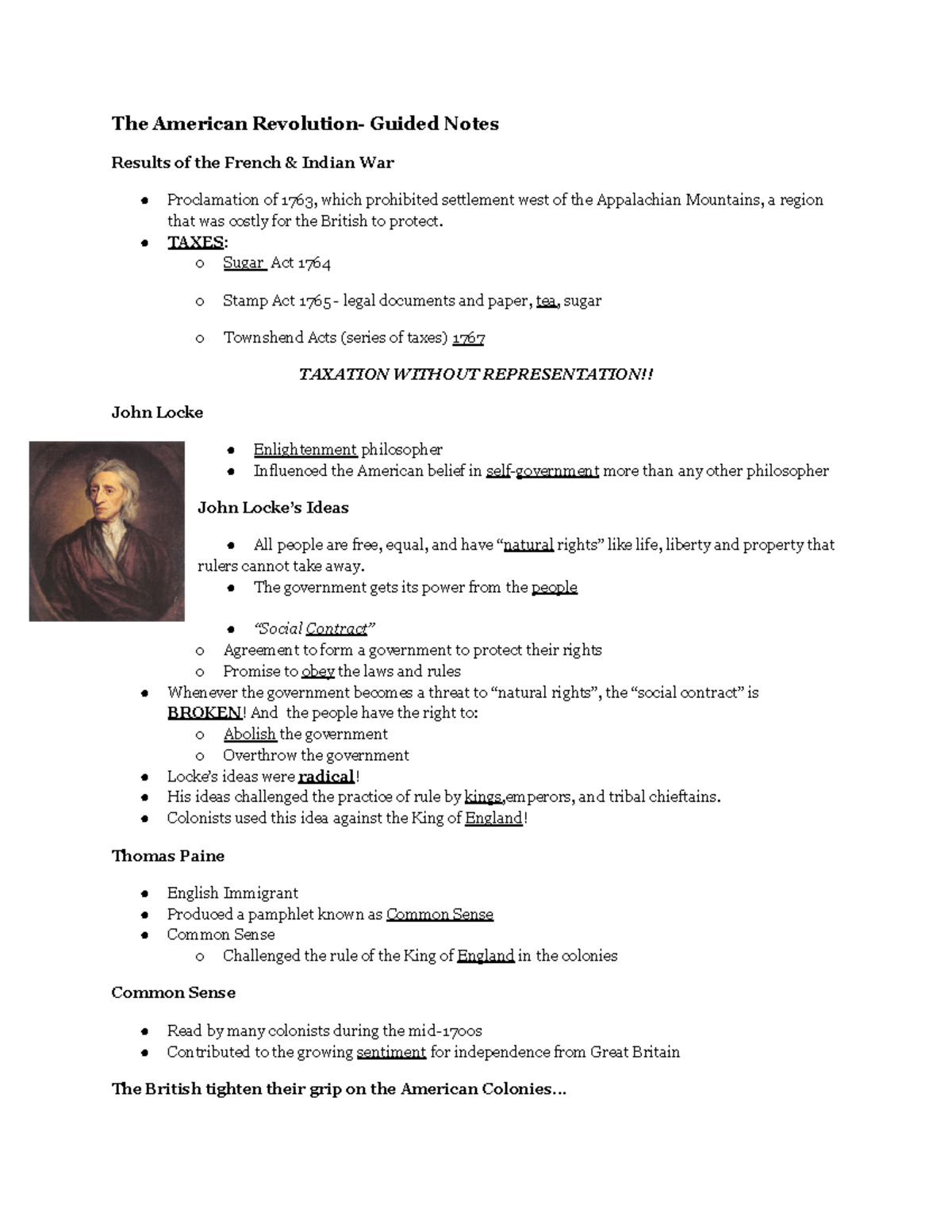 Copy of The American Revolution guided notes.docx - The American ...
