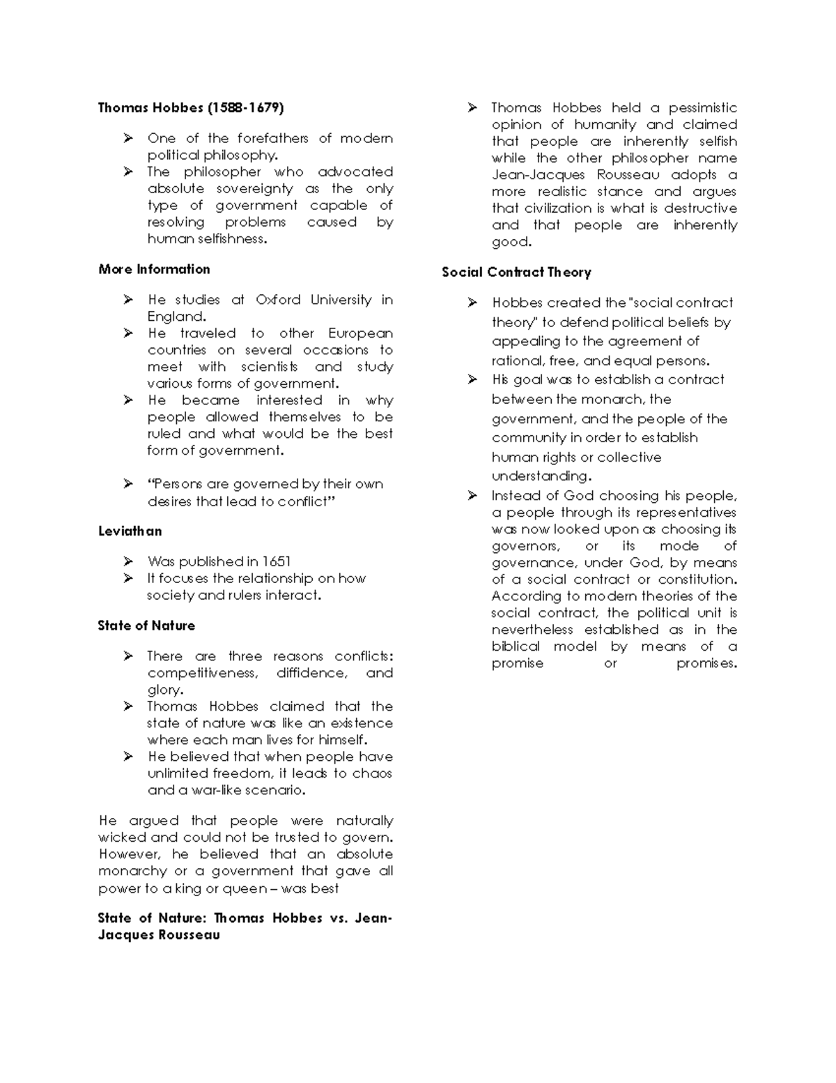 Polgov- Handouts - Jean Jacques-Rousseau, Niccolo Macchiavelli, Thomas ...