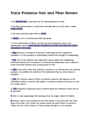 Trace Evidence Hair and Fiber Review - The final growth phase in which ...