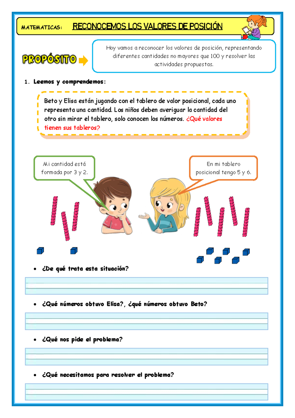 U2 S5 Ficha D2 MAT Reconocemos LOS Valores DE Posición - 1. Leemos y ...