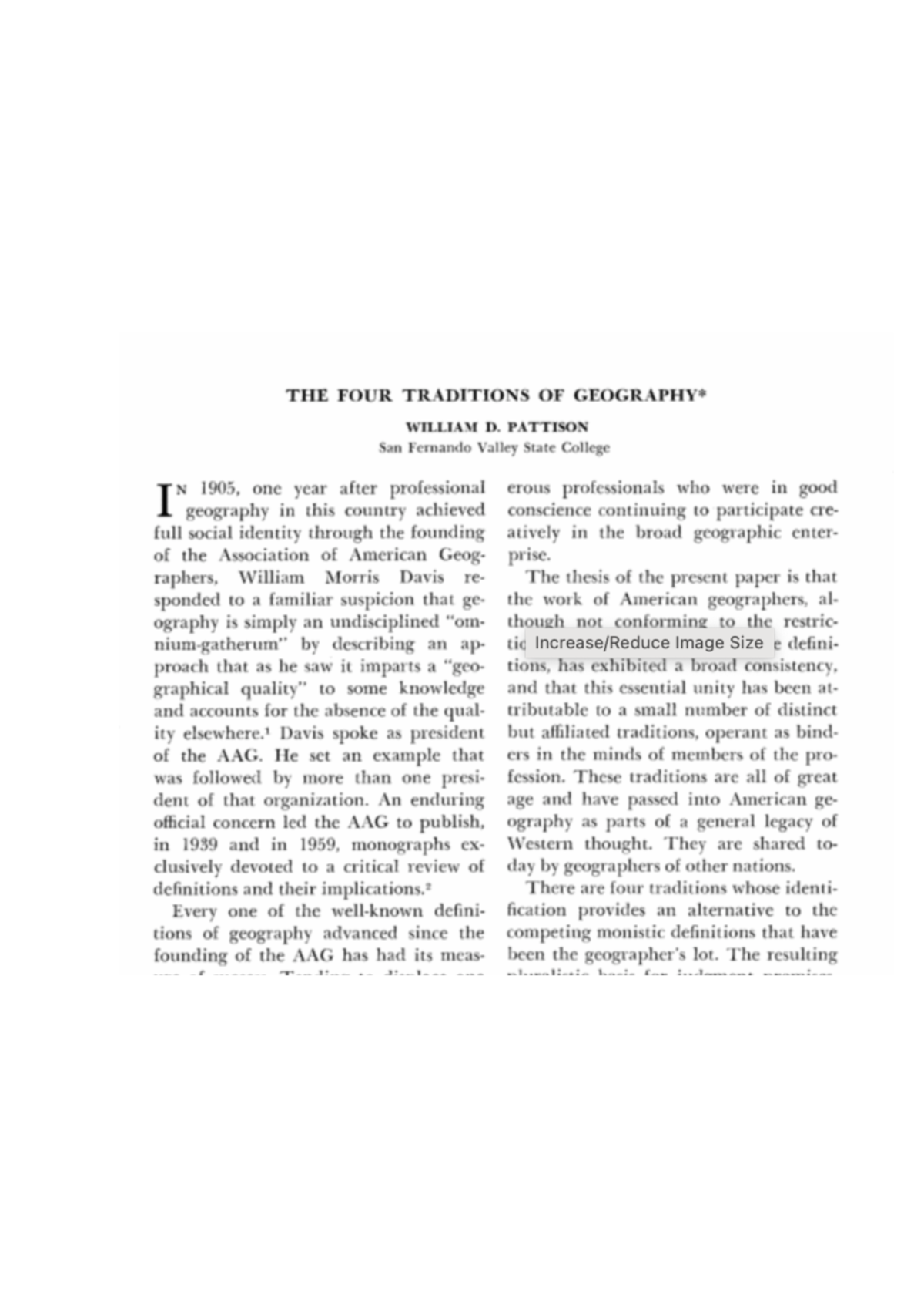 geography human - THE FOUR TRADITIONS OF WILLIAM D. PATTISON San ...