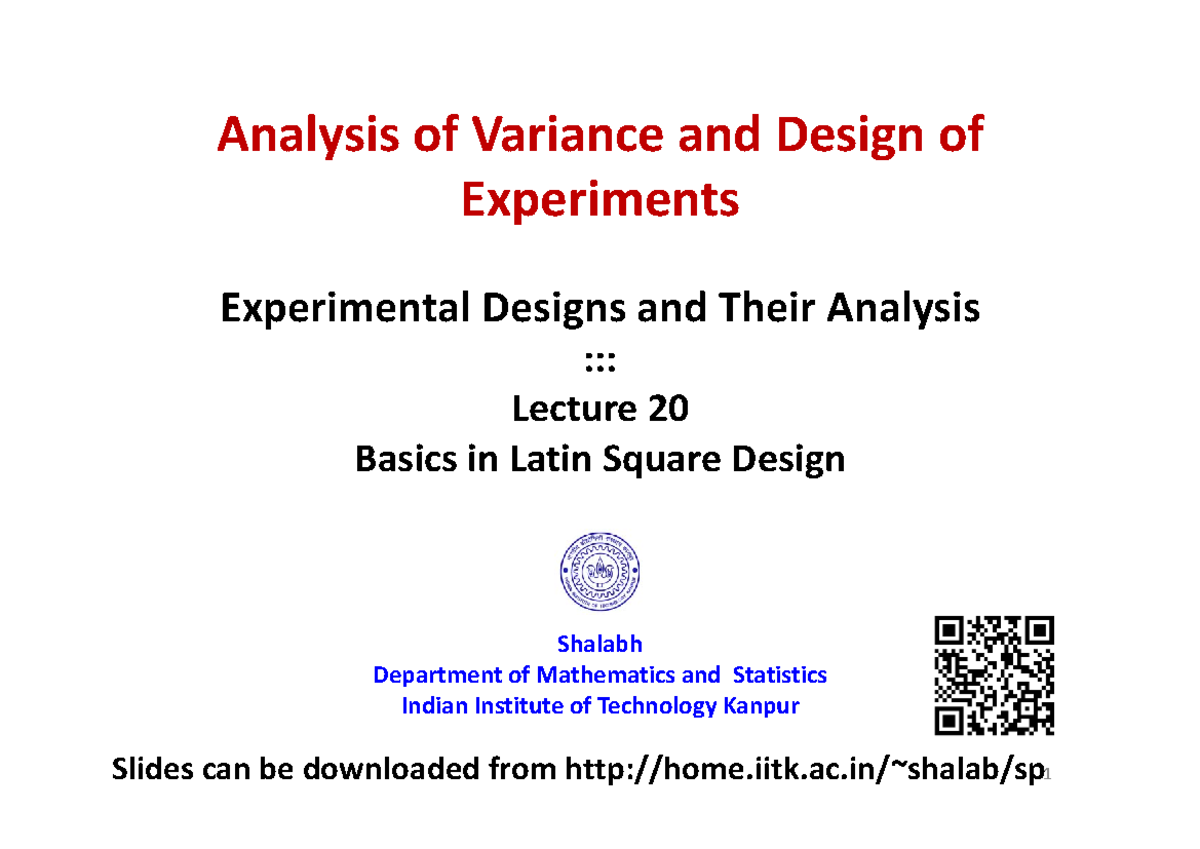 LSq04 - Analysis of Variance and Design of Experiments Experimental ...