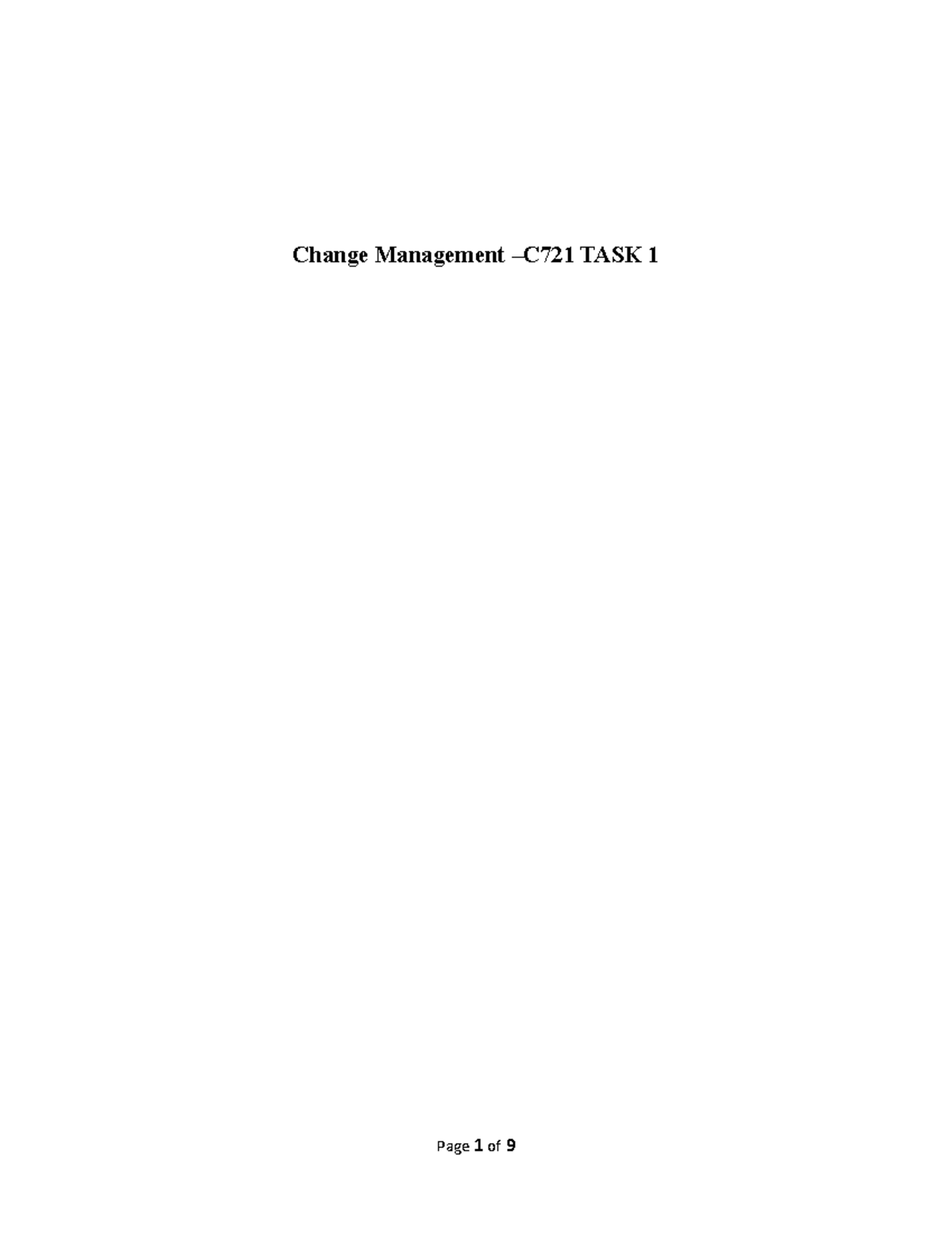 C721 Change Management - Change Management –C721 TASK The world is in ...
