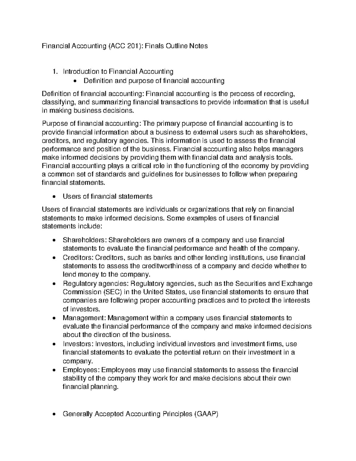 Financial Accouning Finals Notes - Financial Accounting (ACC 201 ...