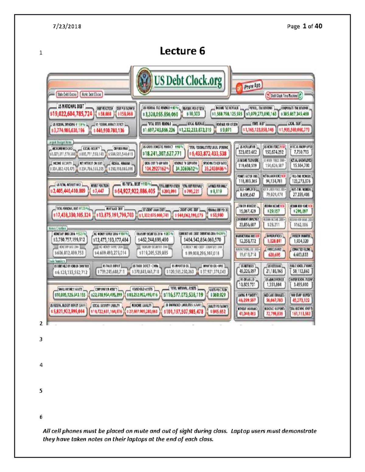 Lecture 6 Notes - Lecture 6 All cell phones must be placed on mute and ...