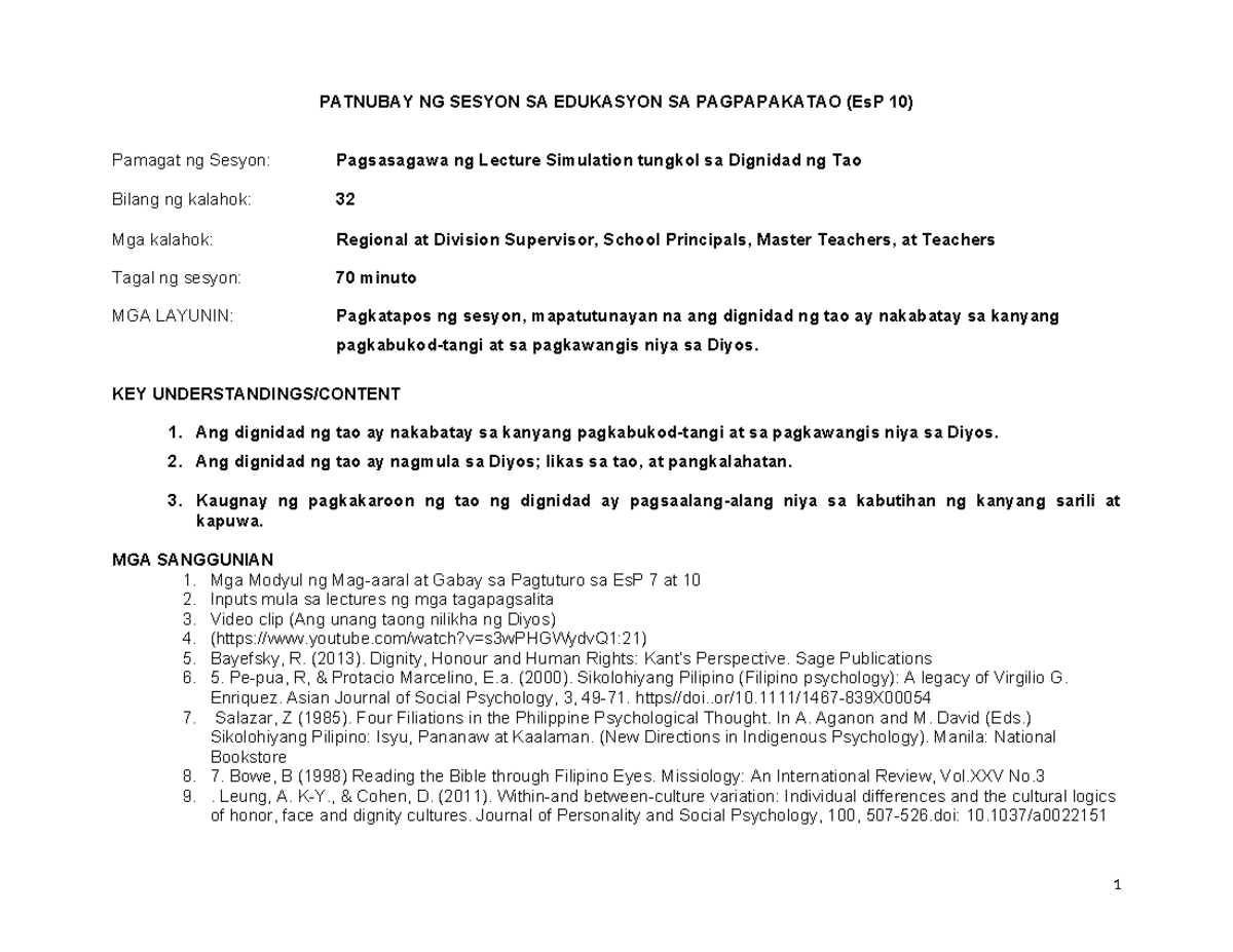P10 SG LMC 10 - Assessment - PATNUBAY NG SESYON SA EDUKASYON SA ...