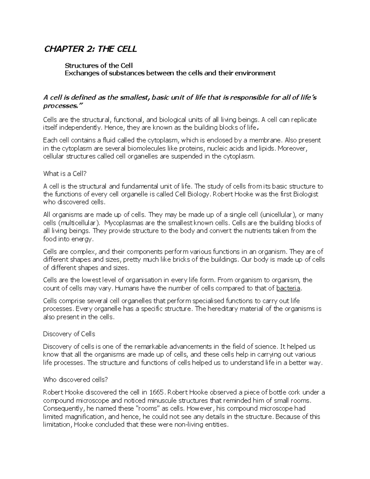 Scribd - precise notes for universty students - CHAPTER 2: THE CELL ...