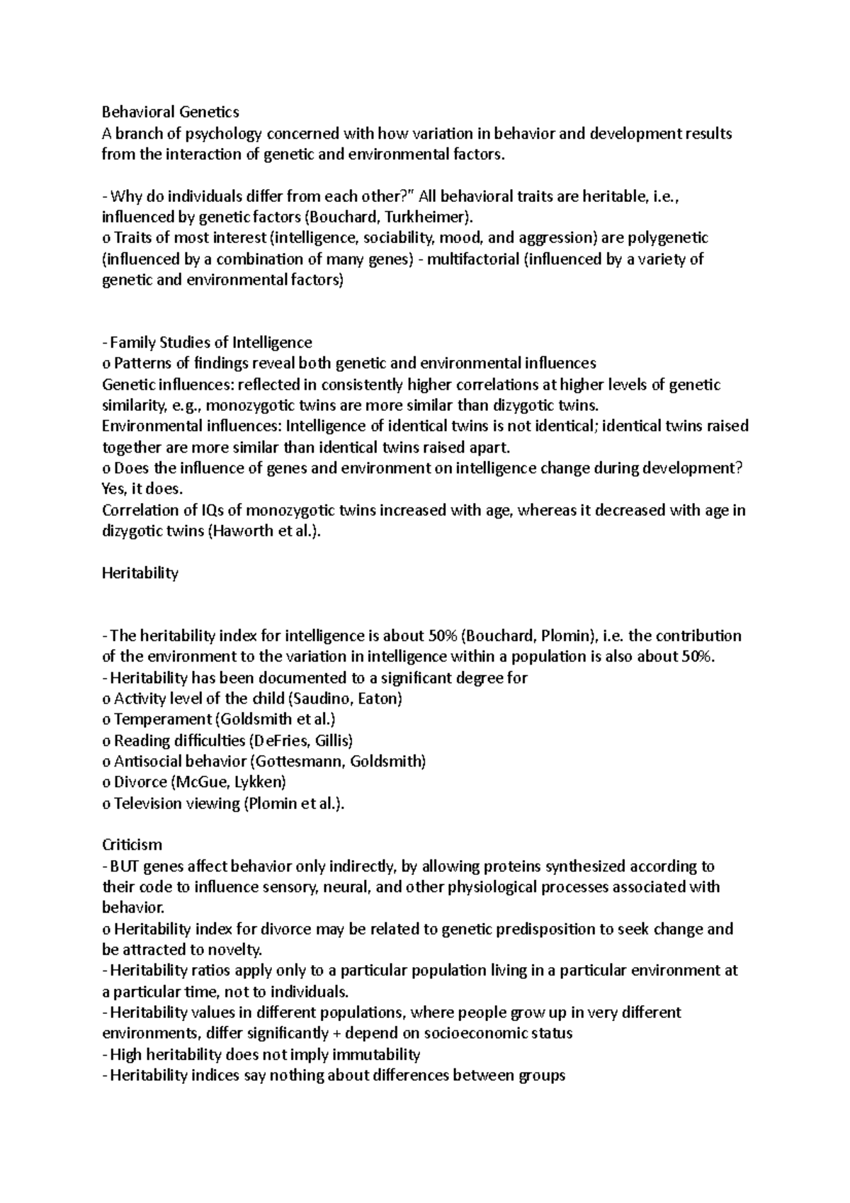 Behavioral Genetics - Psychology - Behavioral Genetics A branch of ...