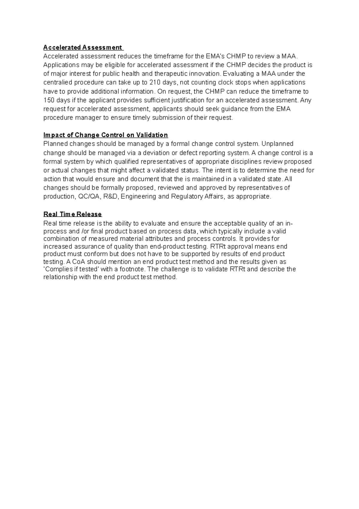 Accelerated Assessment Change Control RTR - Accelerated Assessment ...