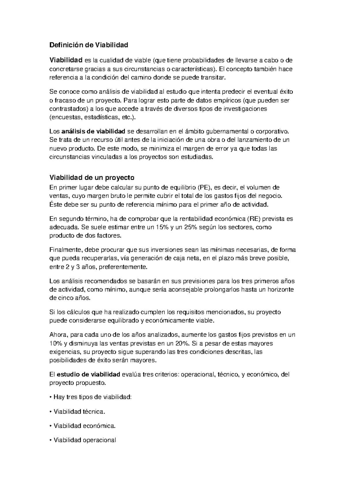 Definición de Viabilidad - Definición de Viabilidad Viabilidad es la ...