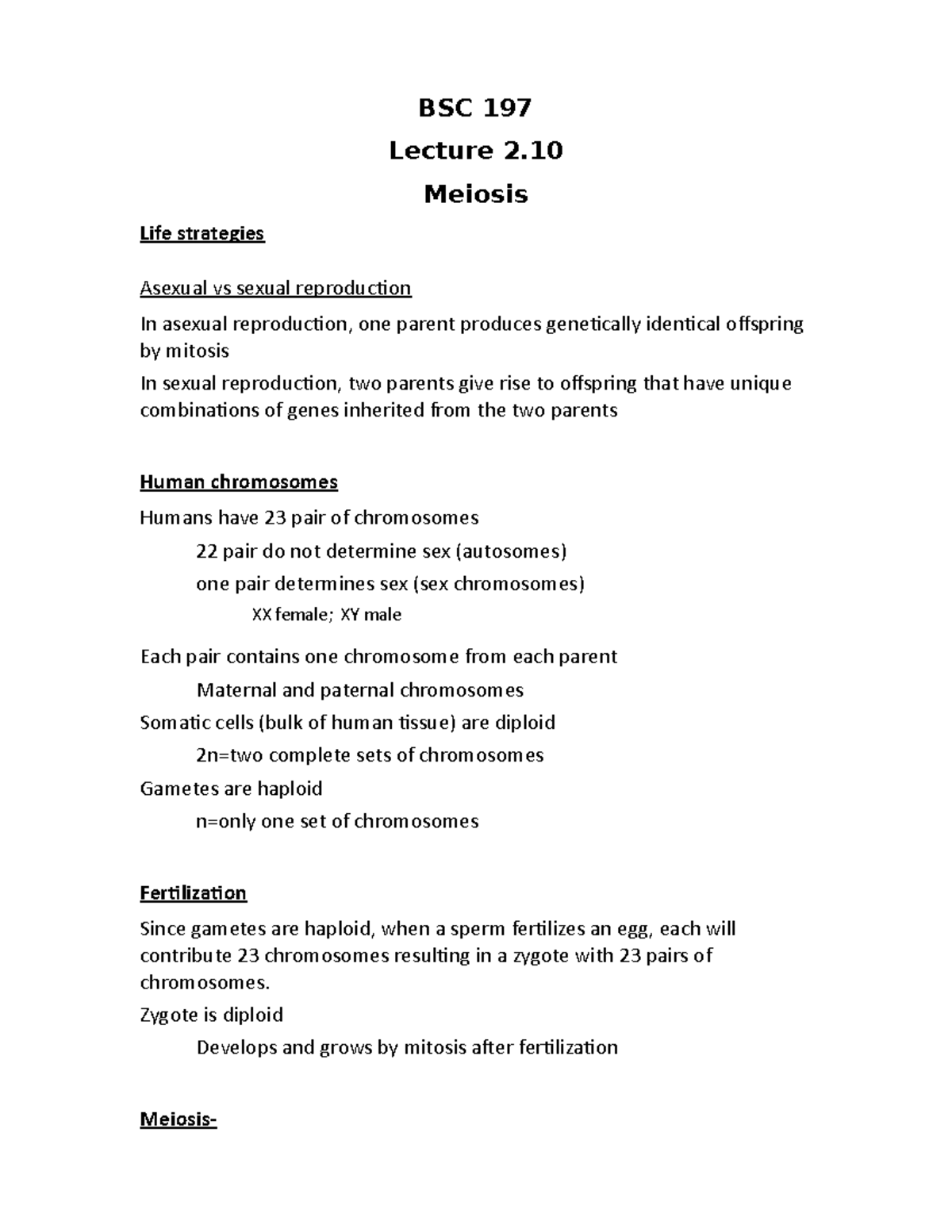 2.10 Meiosis - Lecture notes for BSC 197 with Wade Nichols - BSC 197 ...
