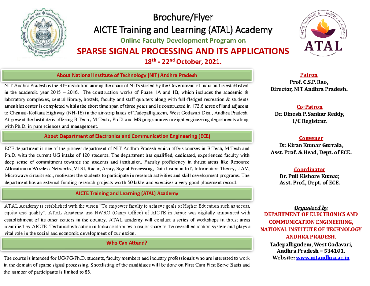 FDP Flyer OCT 2021 WITH Registration FORM - Brochure/Flyer AICTE ...