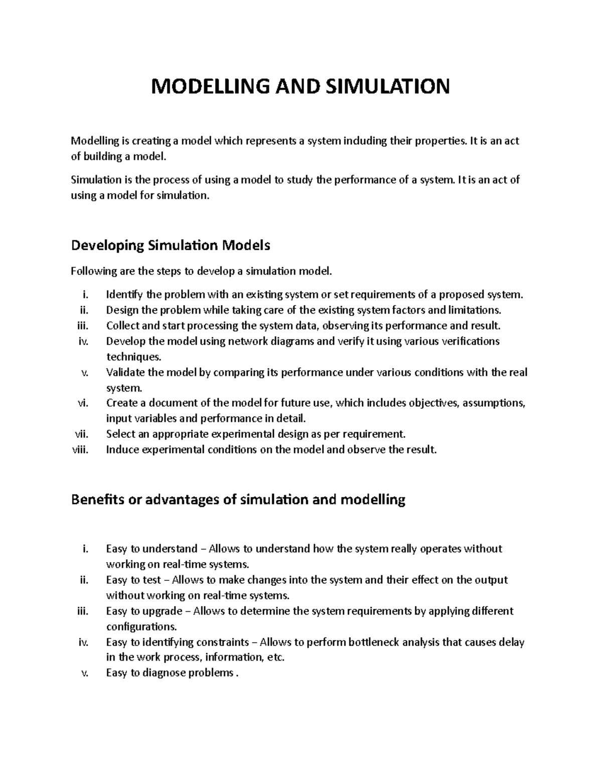 Modelling And Simulation Modelling And Simulation Modelling Is Creating A Model Which
