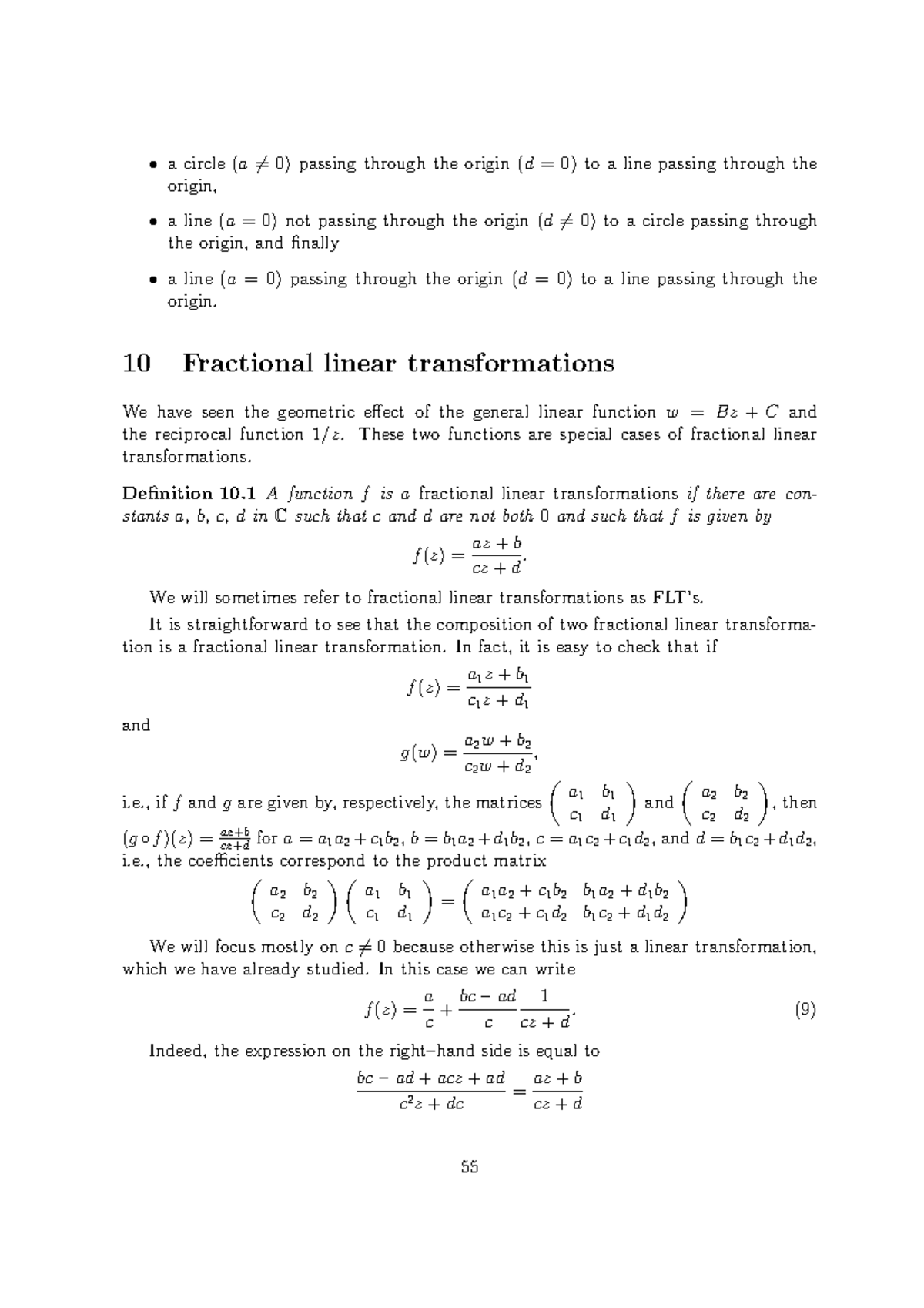 Chapter 10 Fractional linear transformations - acircle(a 6 - Studocu