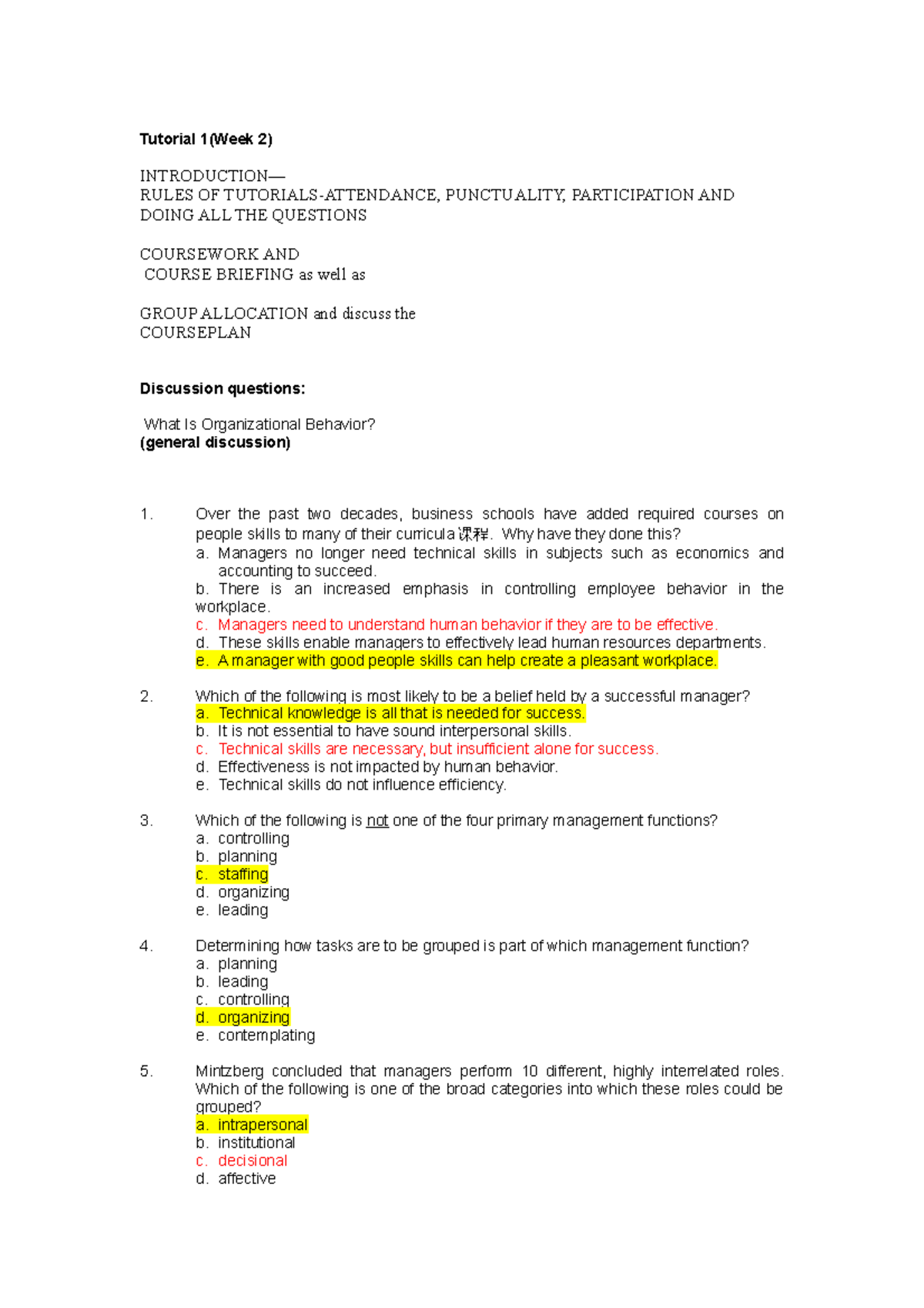 Tutorial 1 -ob - Tutorial 1(Week 2) INTRODUCTION— RULES OF TUTORIALS-ATTENDANCE, PUNCTUALITY ...