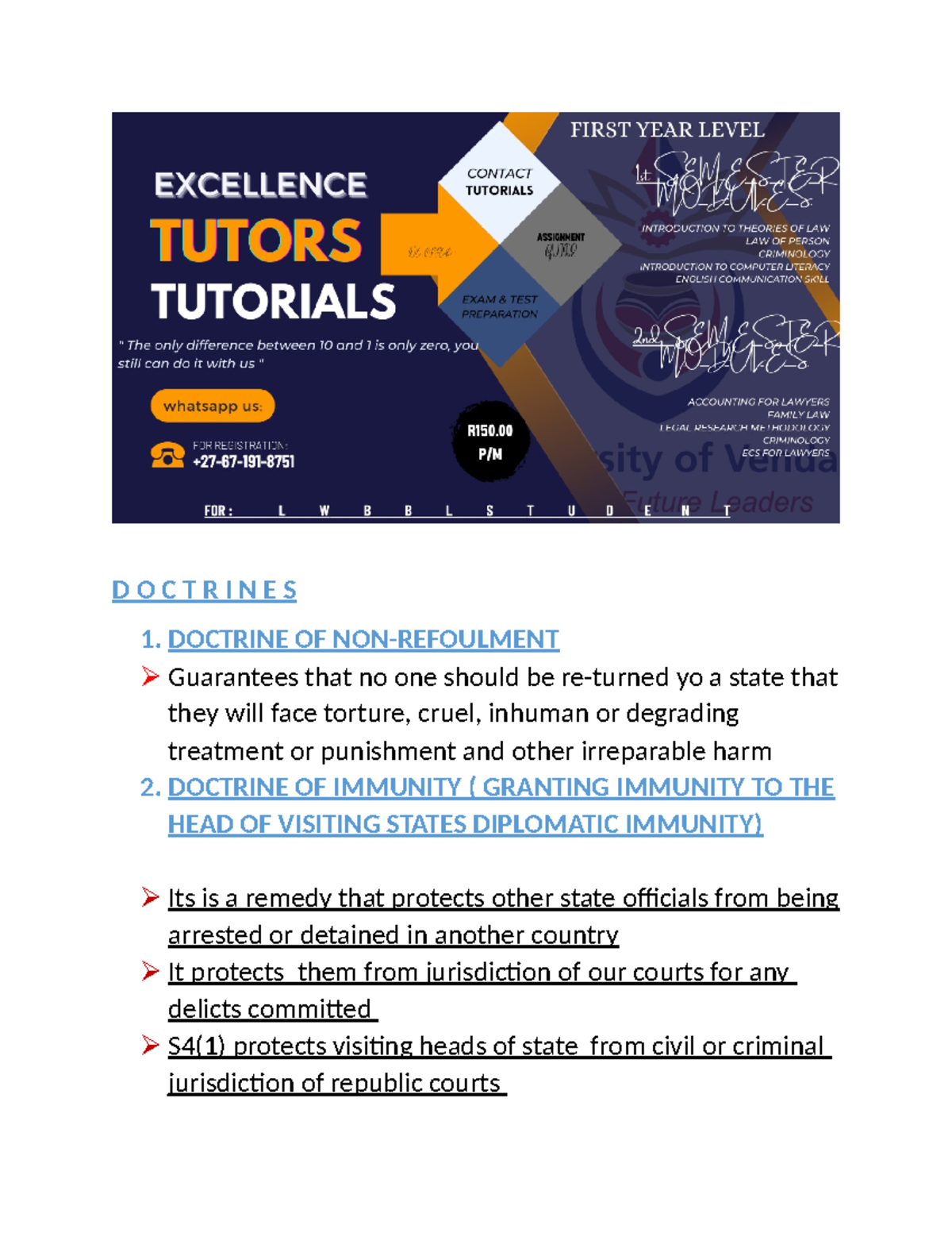 Doctrines - Summary Introduction to theories of law - D O C T R I N E S ...
