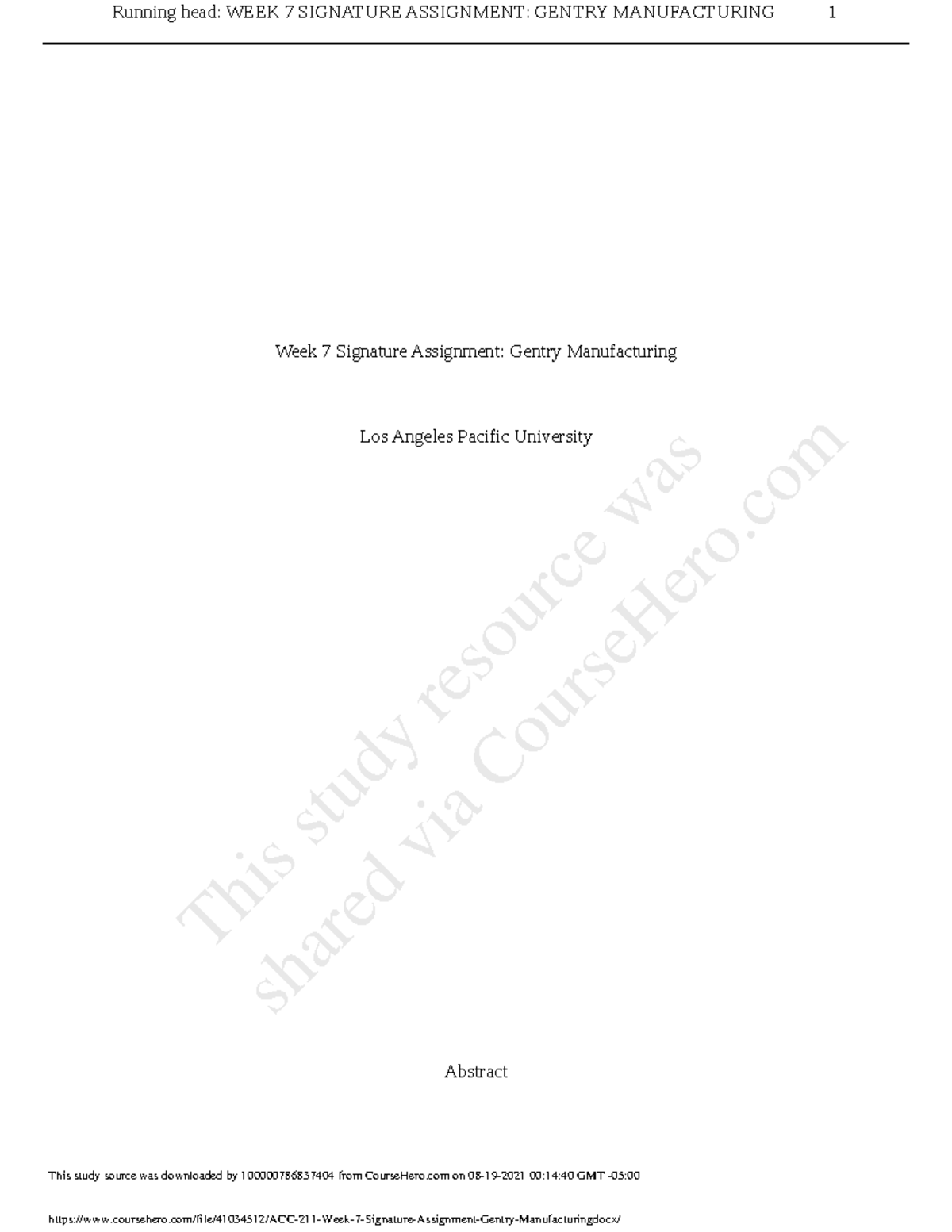 ACC 210 Week 7 Signature Assignment Gentry Manufacturing - ACCT 210 ...