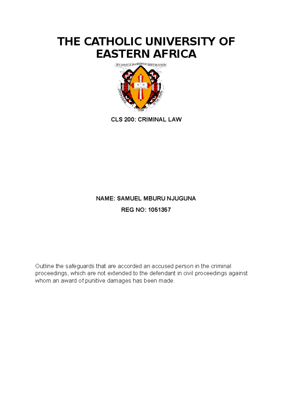 Criminal LAW CAT - Individual take away cat by Justice Momanyi - THE ...