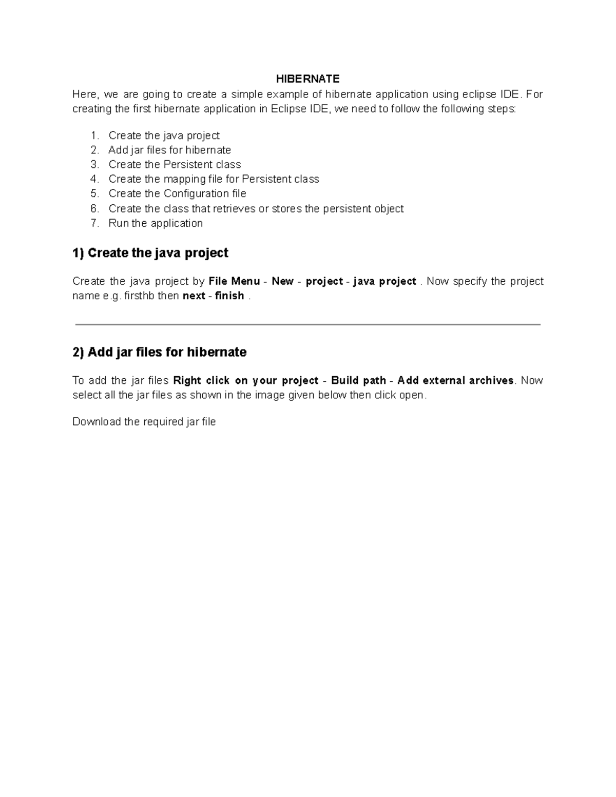 Hibernate - HIBERNATE Here, we are going to create a simple example of ...