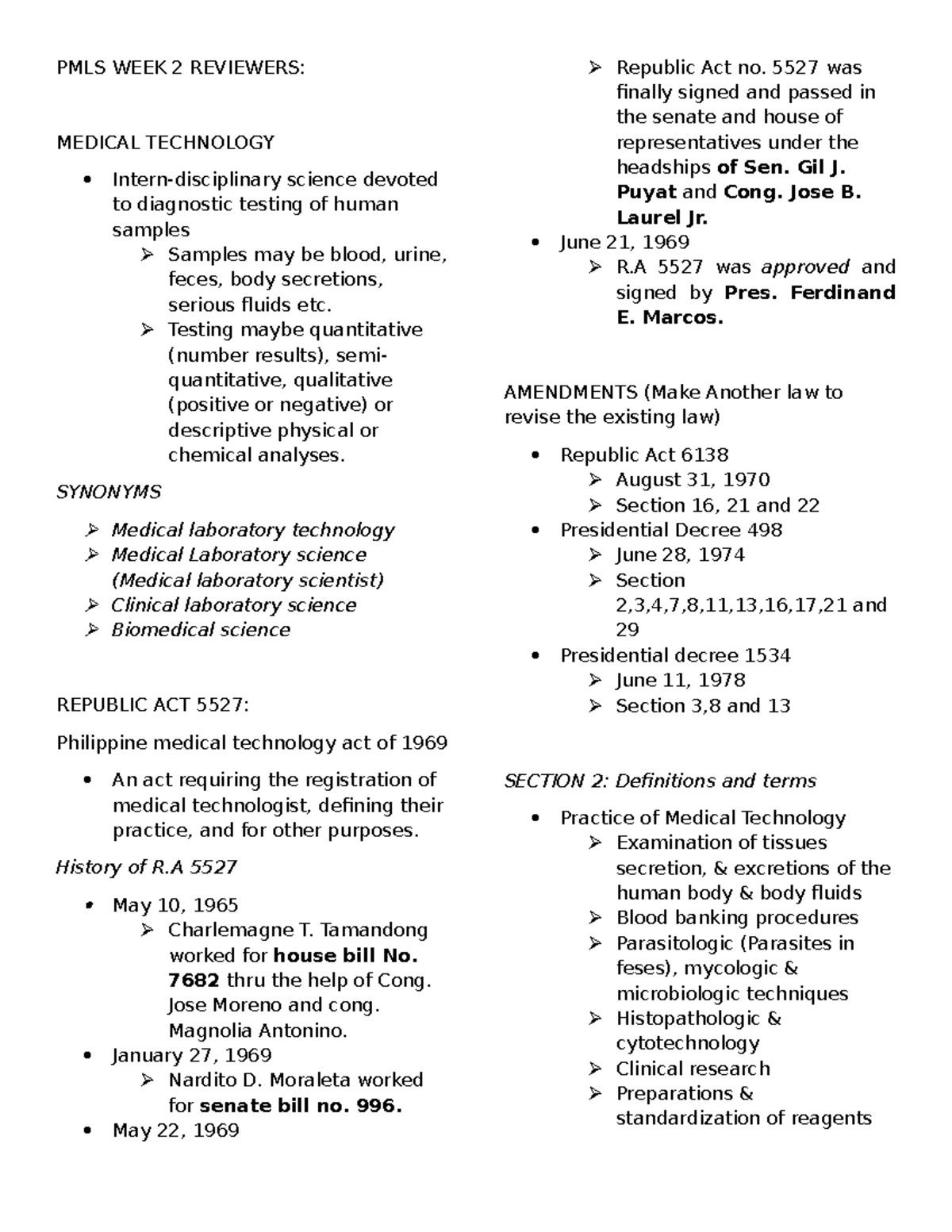 PMLS WEEK 2 Reviewer - PMLS WEEK 2 REVIEWERS: MEDICAL TECHNOLOGY Intern ...