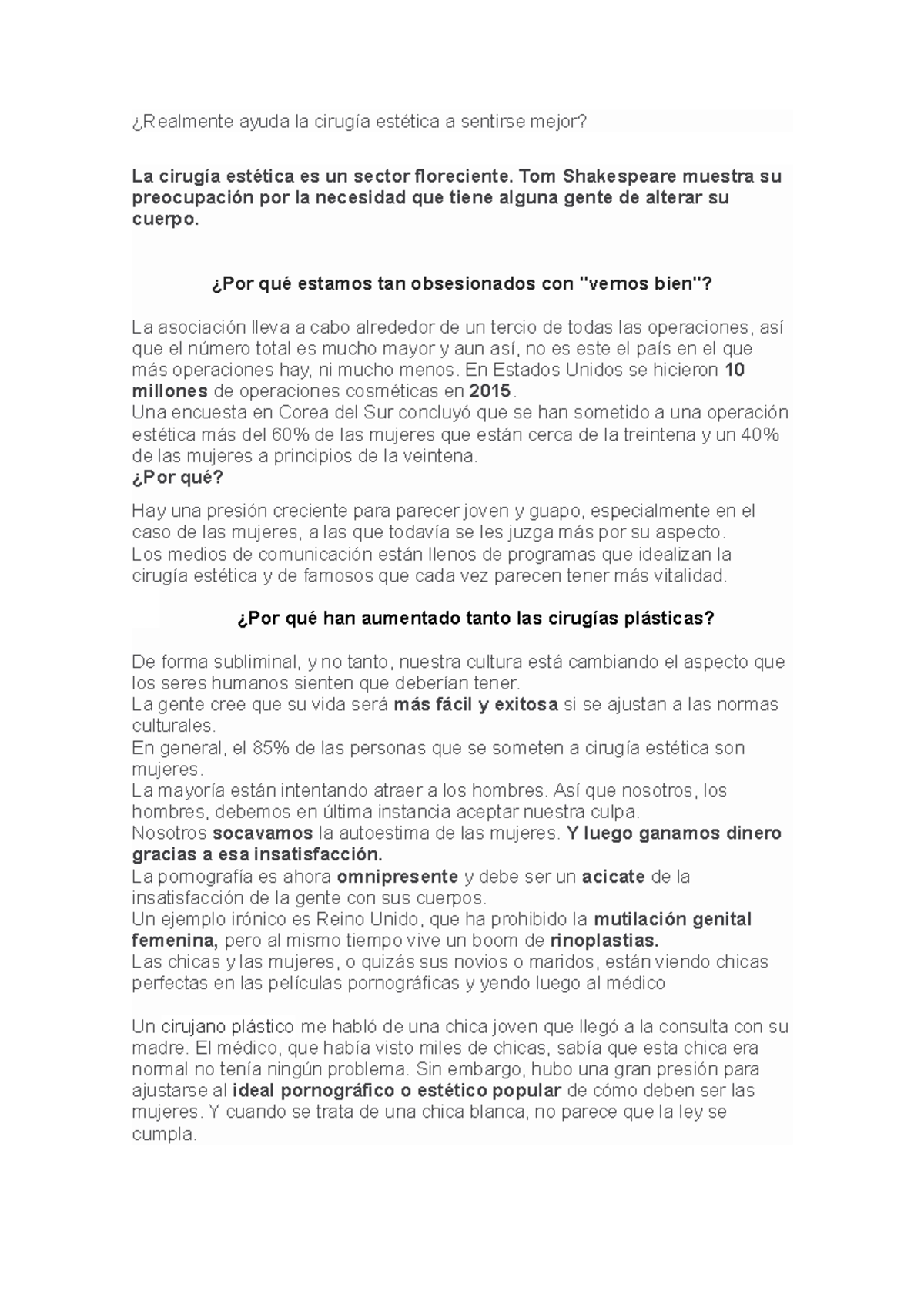 Realmente ayuda la cirugía estética a sentirse mejor - ¿Realmente ayuda ...