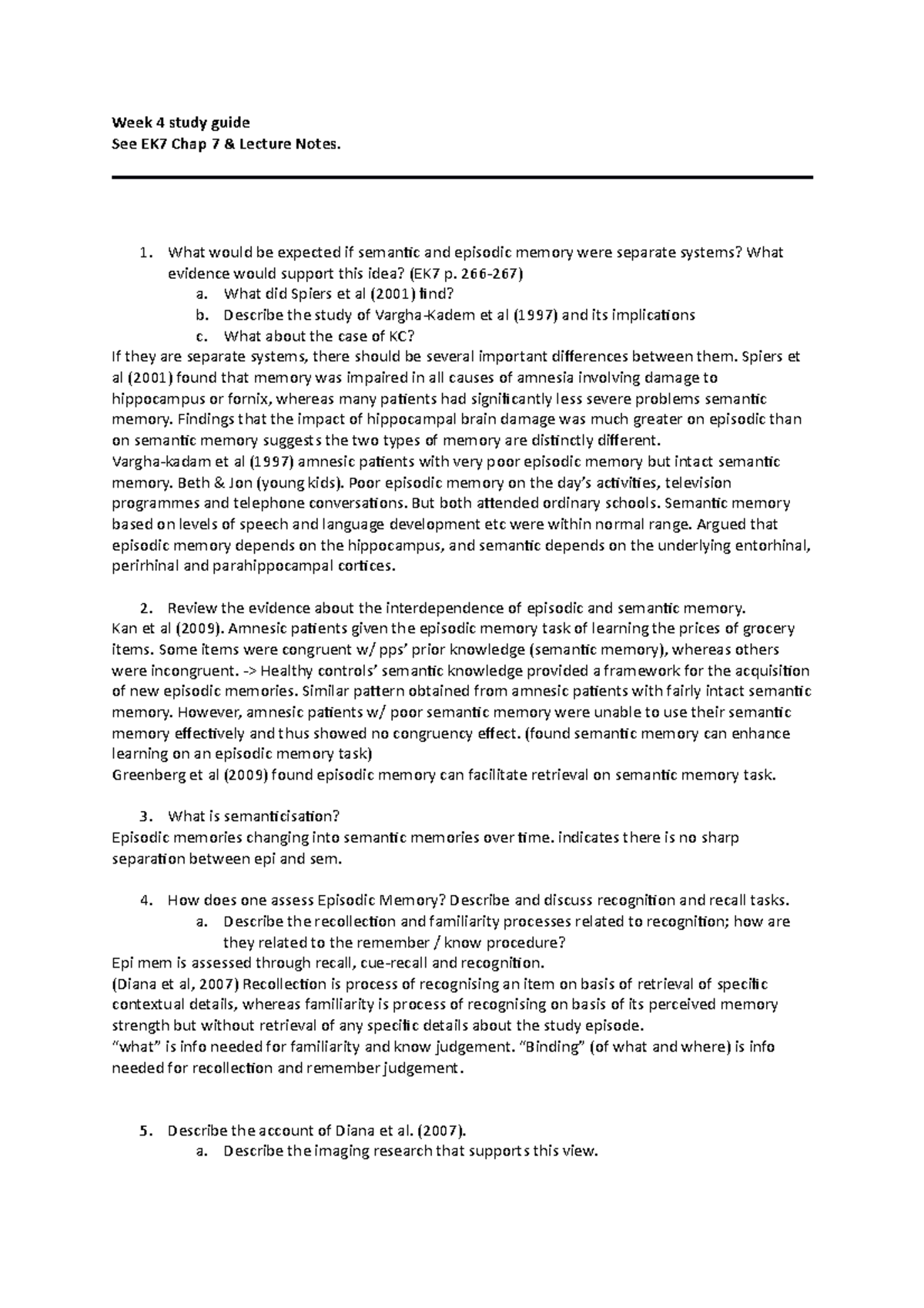 1 2019 Week 4 study guide - Week 4 study guide See EK7 Chap 7 & Lecture ...