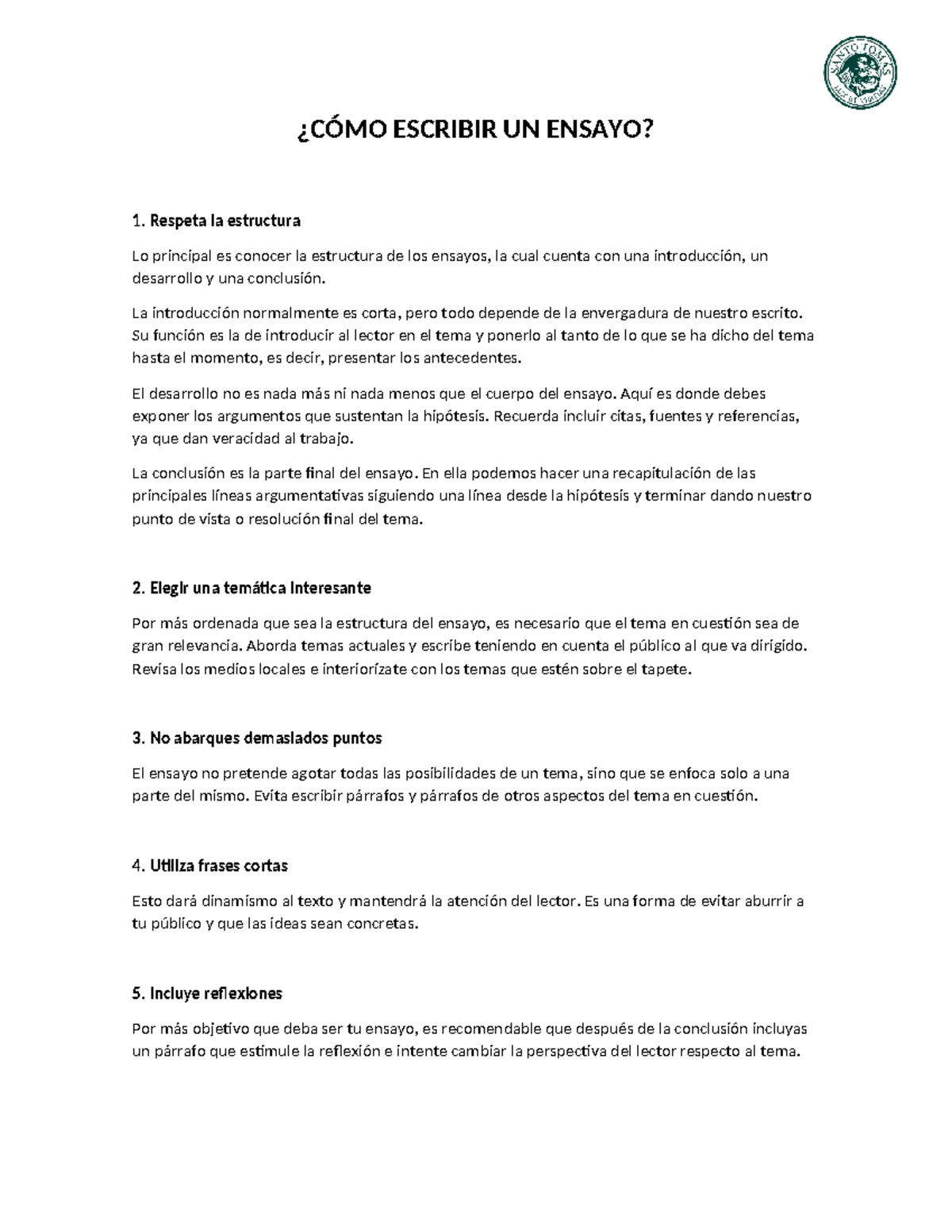 CÓMO Escribir UN Ensayo - ¿CÓMO ESCRIBIR UN ENSAYO? 1. Respeta la ...