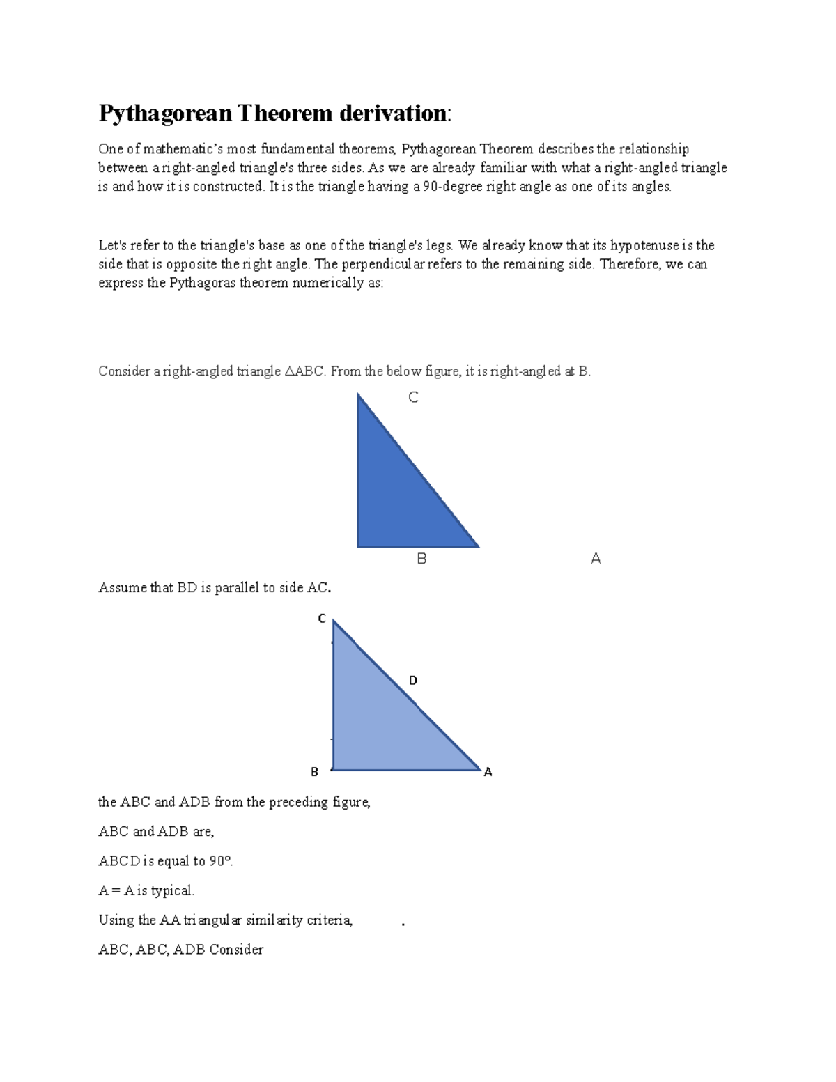 Pythagorean Theorem - For understanding purpose. - Pythagorean Theorem ...