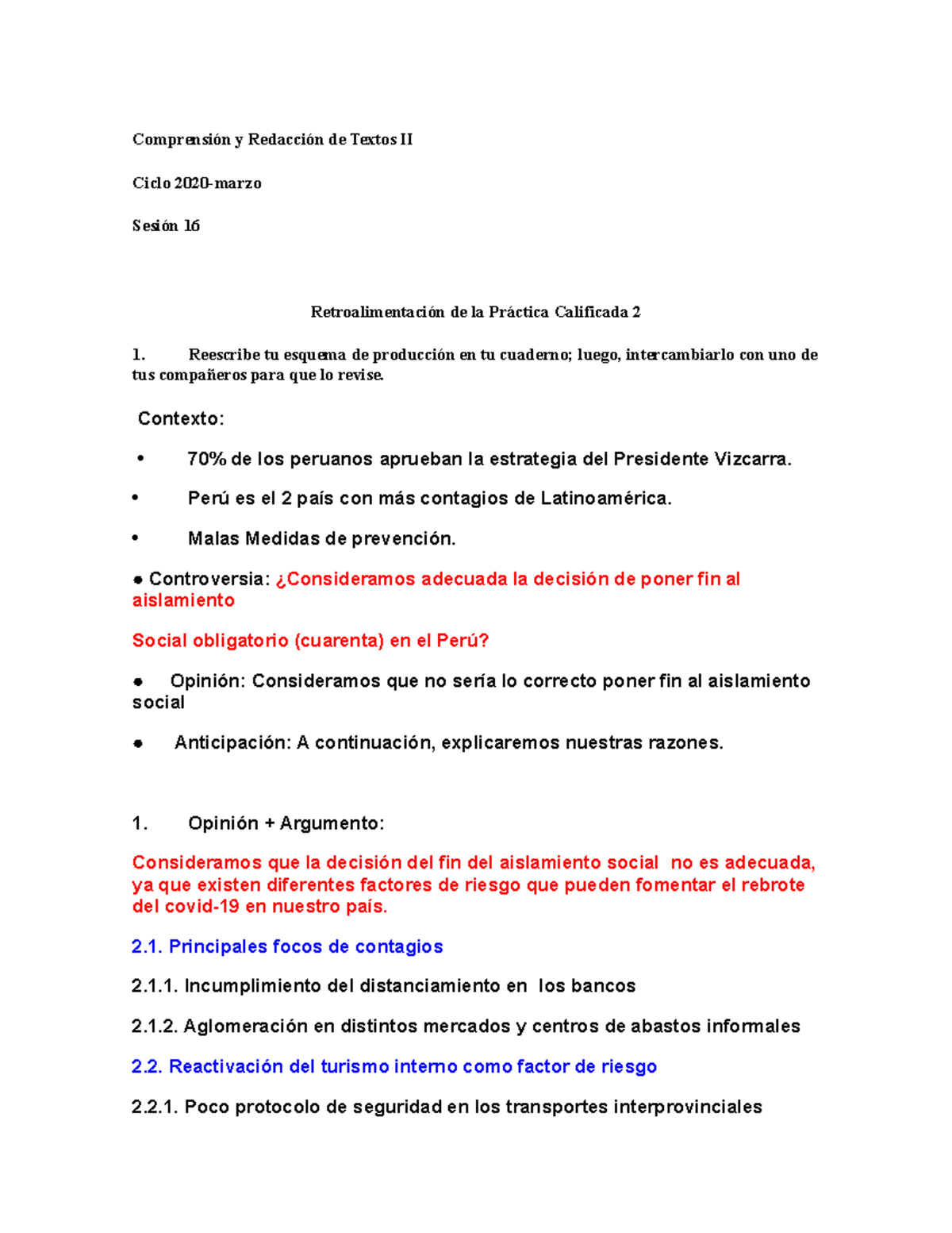 Comprensión y Redacción de Textos II - Comprensión y Redacción de Textos II Ciclo 2020-marzo ...