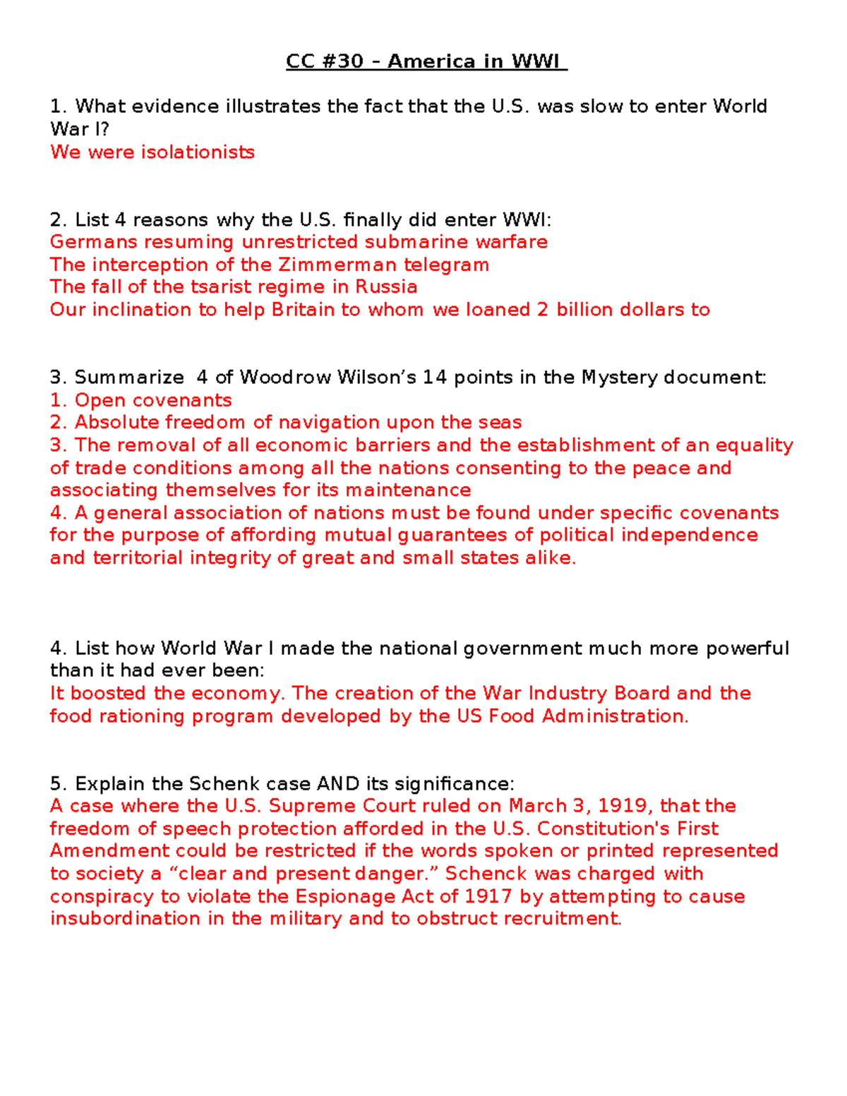 CC30 America in WWI - ftiugvjkhucf - CC #30 – America in WWI What ...