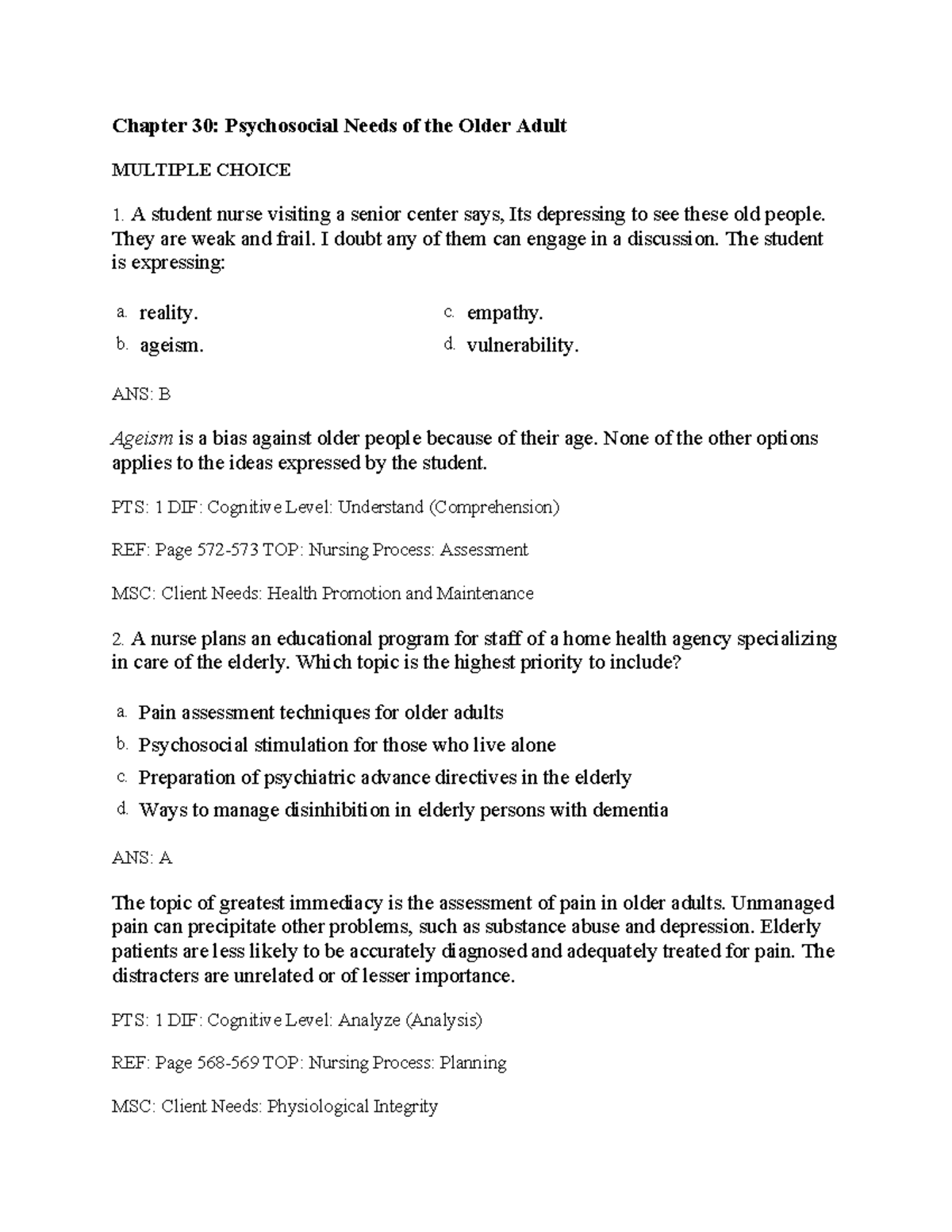 Copy of Copy of Chapter 30 Psychosocial Needs of the Older Adult ...