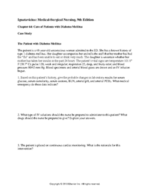 HW-11 Answer Key - practices questions - HW- A nurse is assessing a ...