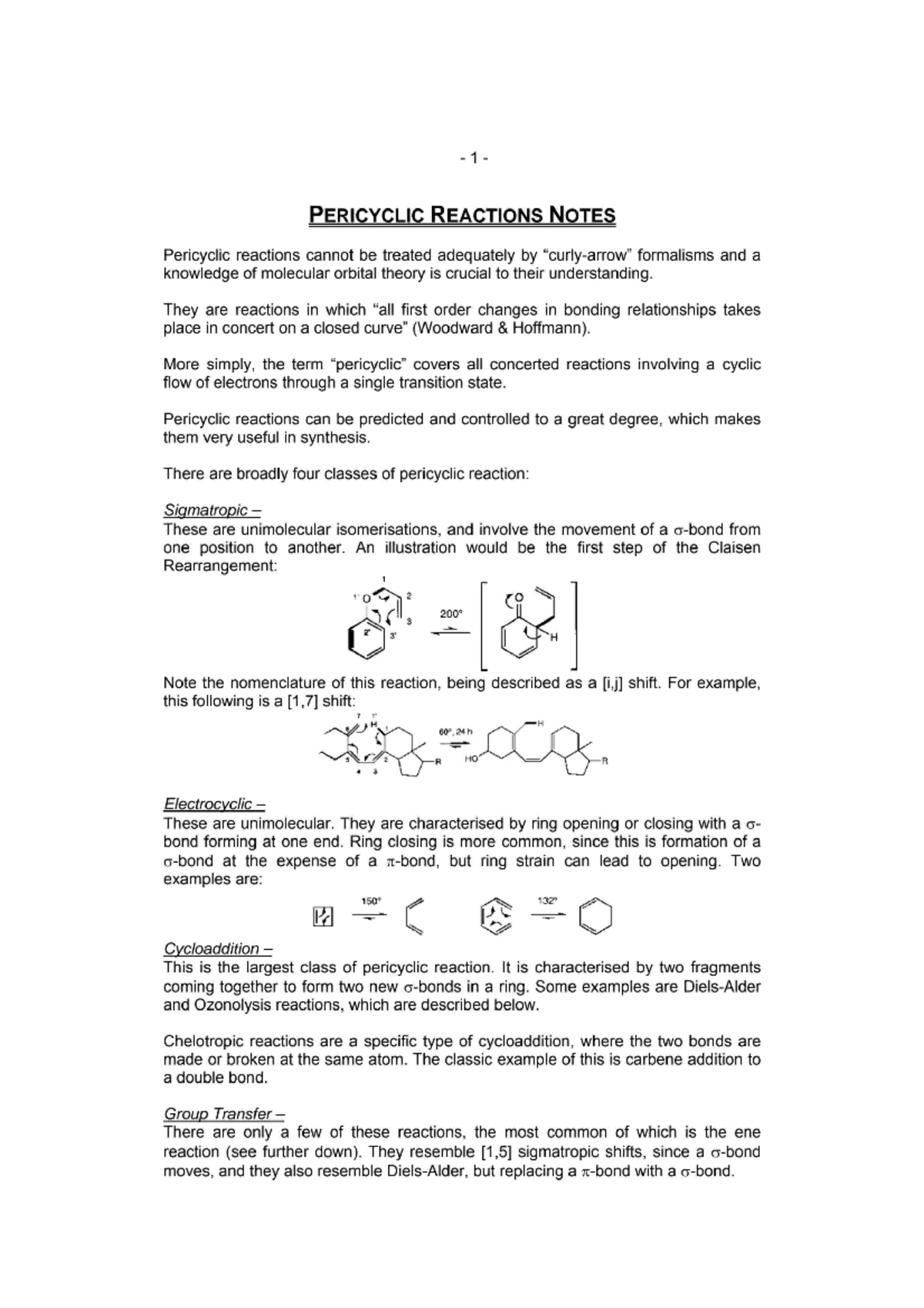 Pericyclic Reactions Notes 28p - Organic Chemistry - Studocu