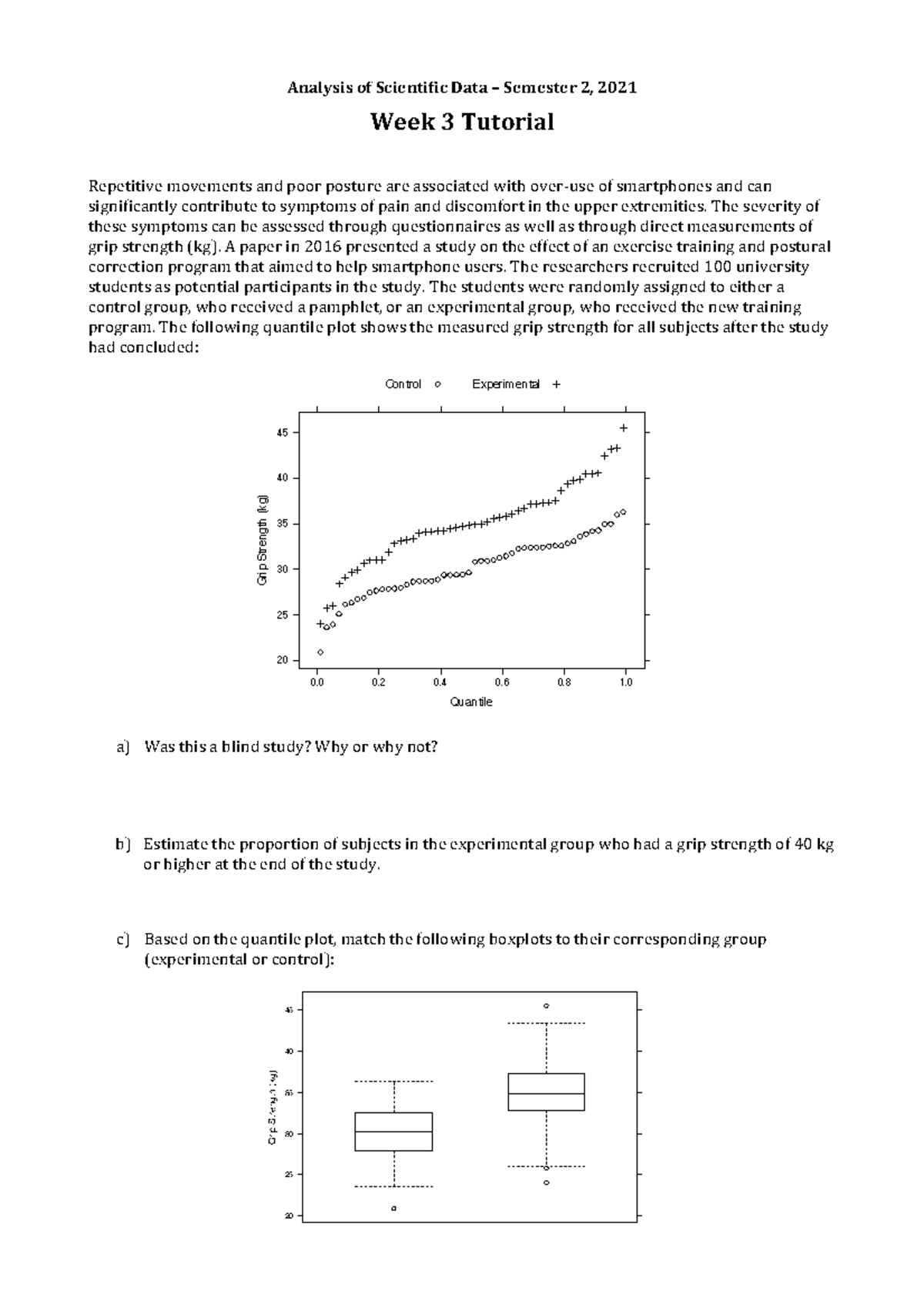 Week 3 Tutorial STAT - **Analysis of Scientific Data – Semester 2, 2021 ...