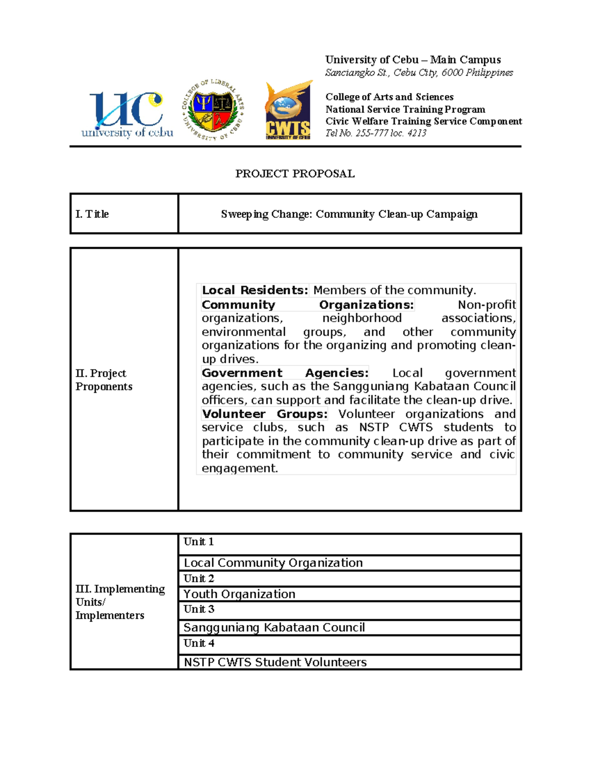 Project-Proposal-Community Clean Up (Maka-Diyos) - University of Cebu ...