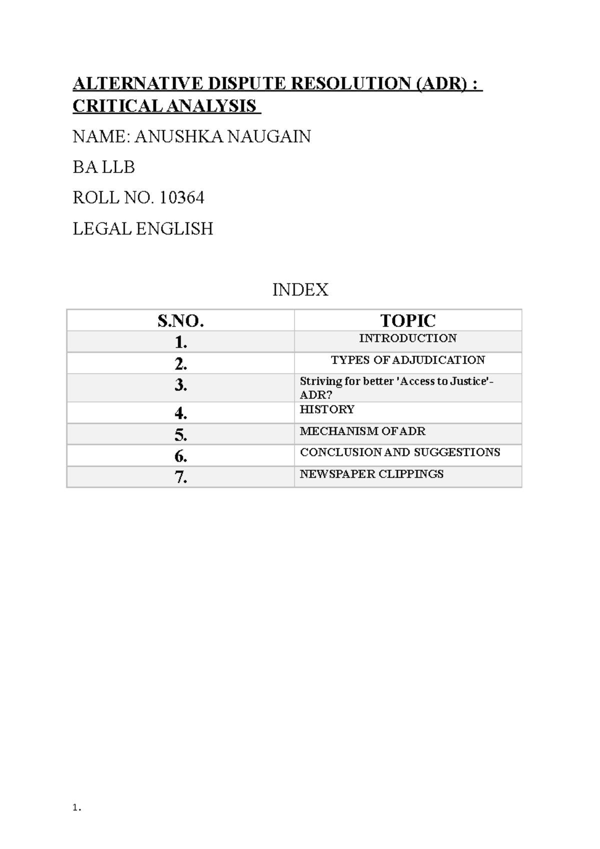 ADR ENG PSDA - ADR - ALTERNATIVE DISPUTE RESOLUTION (ADR) : CRITICAL ...