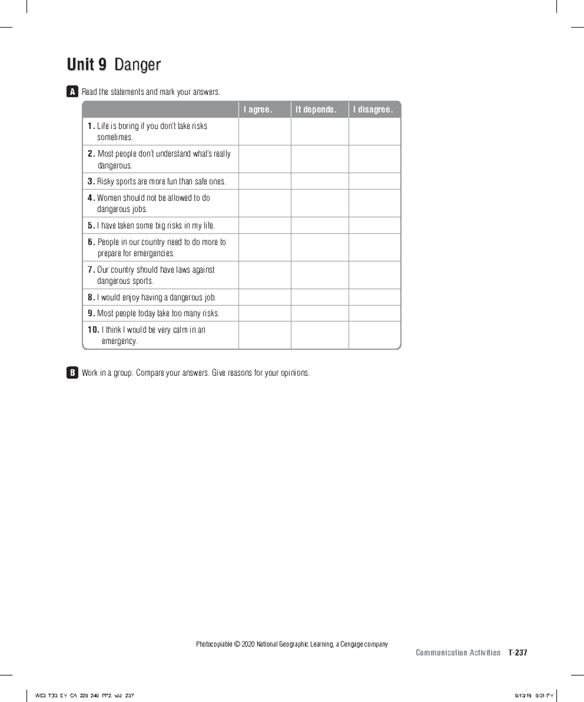 World english 3e level 3 communiation activities unit 9 - Communication ...