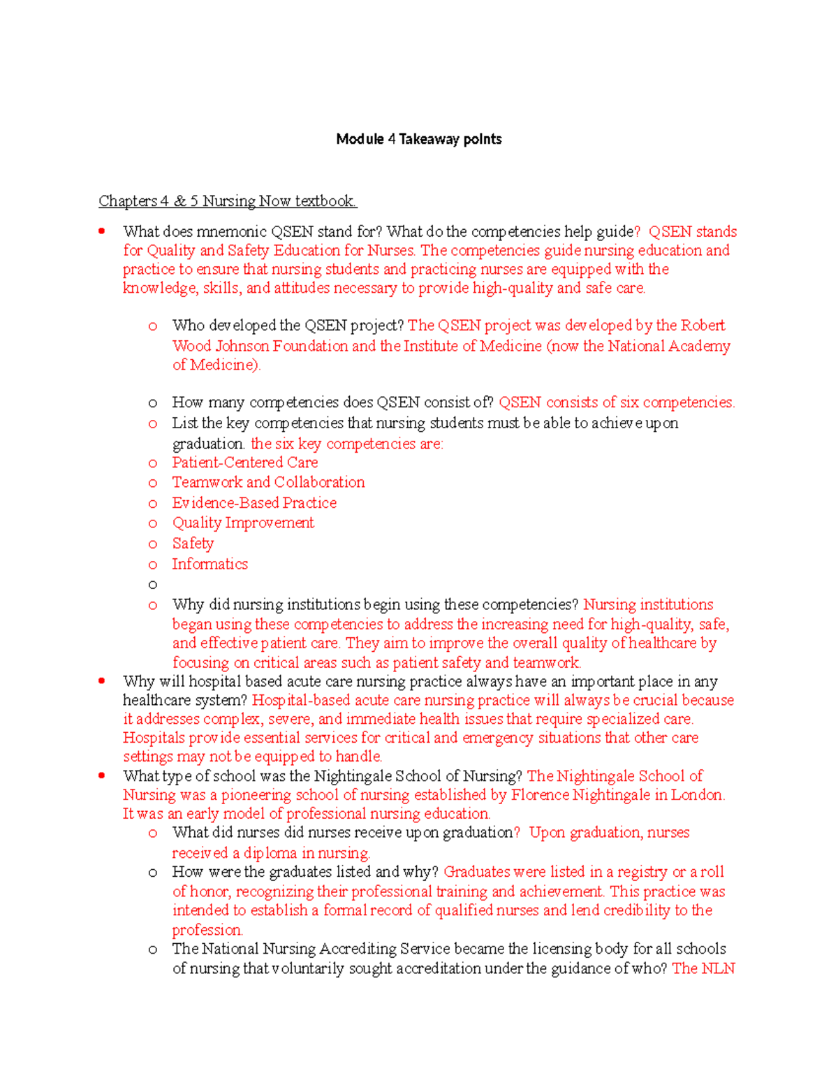 Module 4 Intro Take Away Points - Module 4 Takeaway points Chapters 4 ...