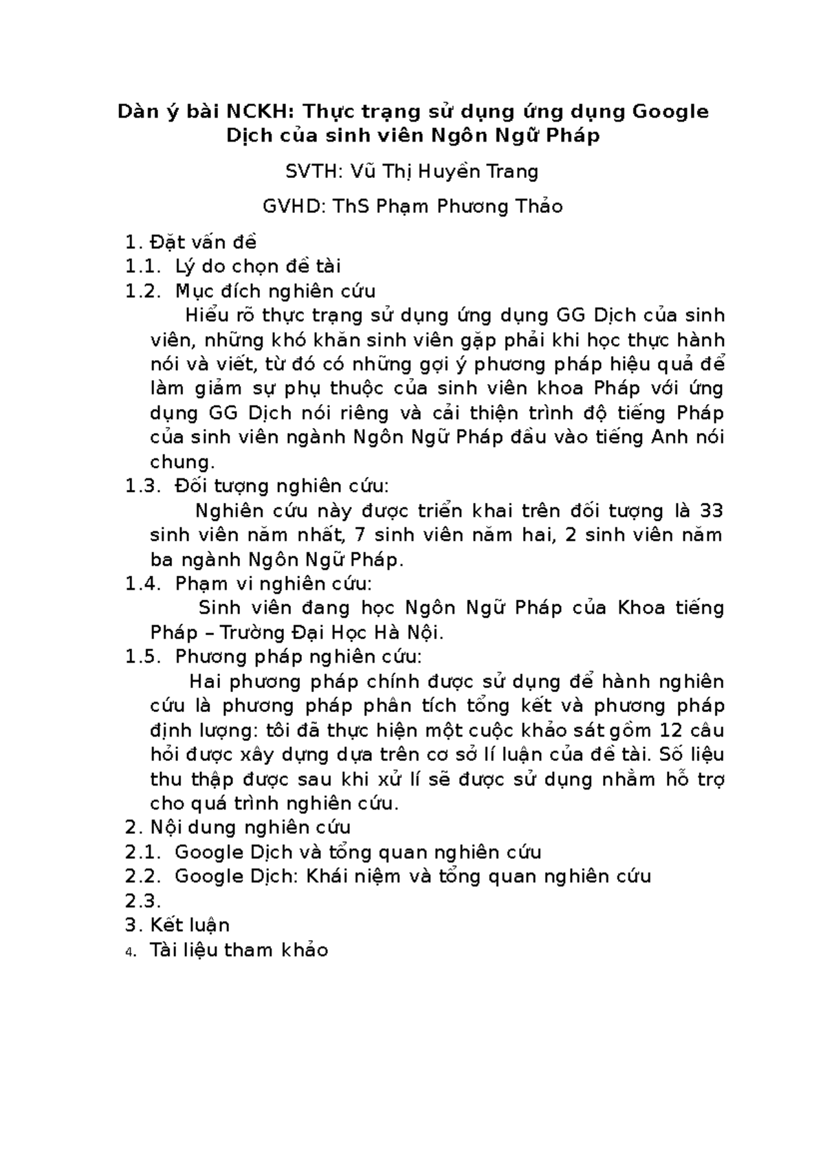 Dàn ý bài NCKH - Tiết học - Dàn ý bài NCKH: Thực trạng sử dụng ứng dụng ...