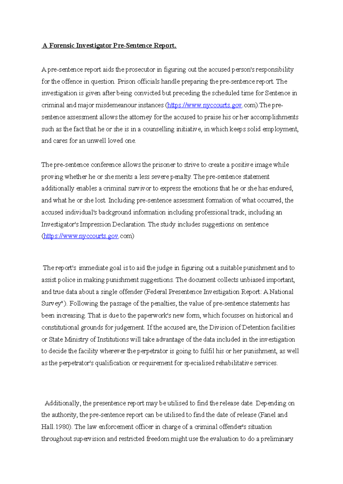 CFSD303 Assignment 1 - A Forensic Investigator Pre-Sentence Report. A ...