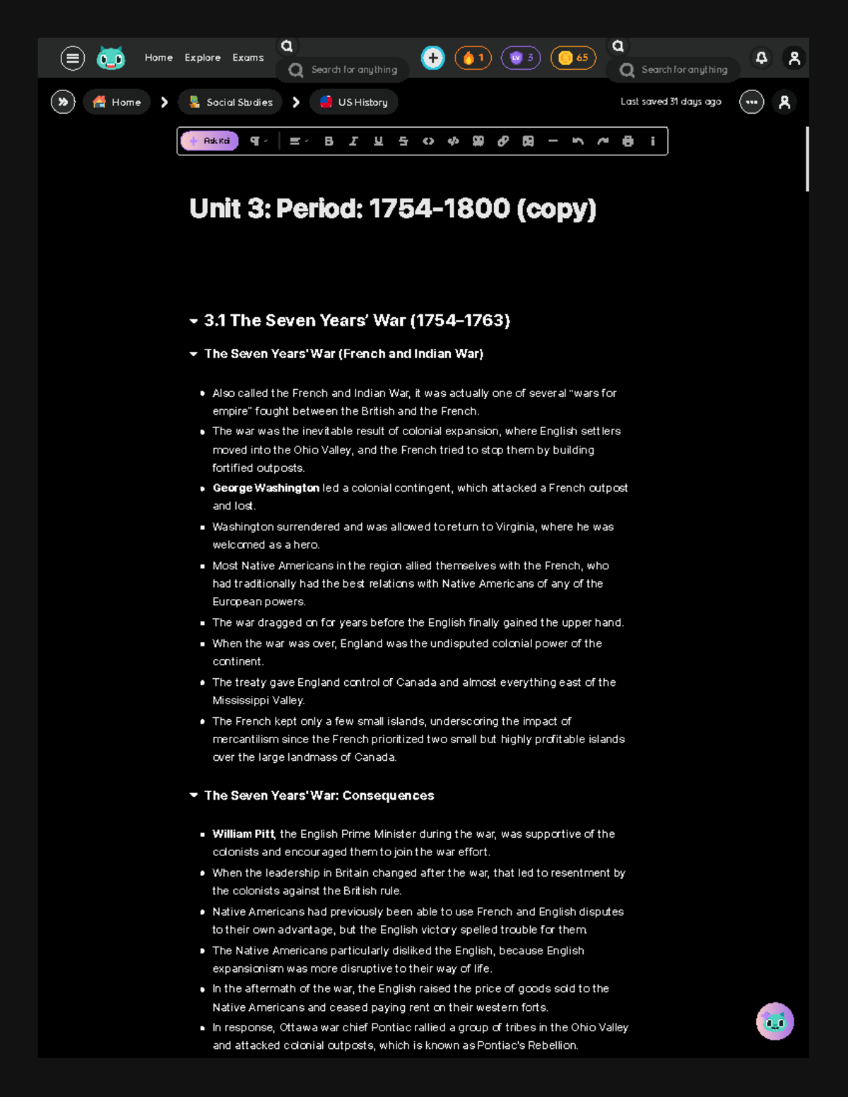 Unit 3 Period 1754-1800 - Unit 3: Period: 1754-1800 (copy) 3 The Seven ...