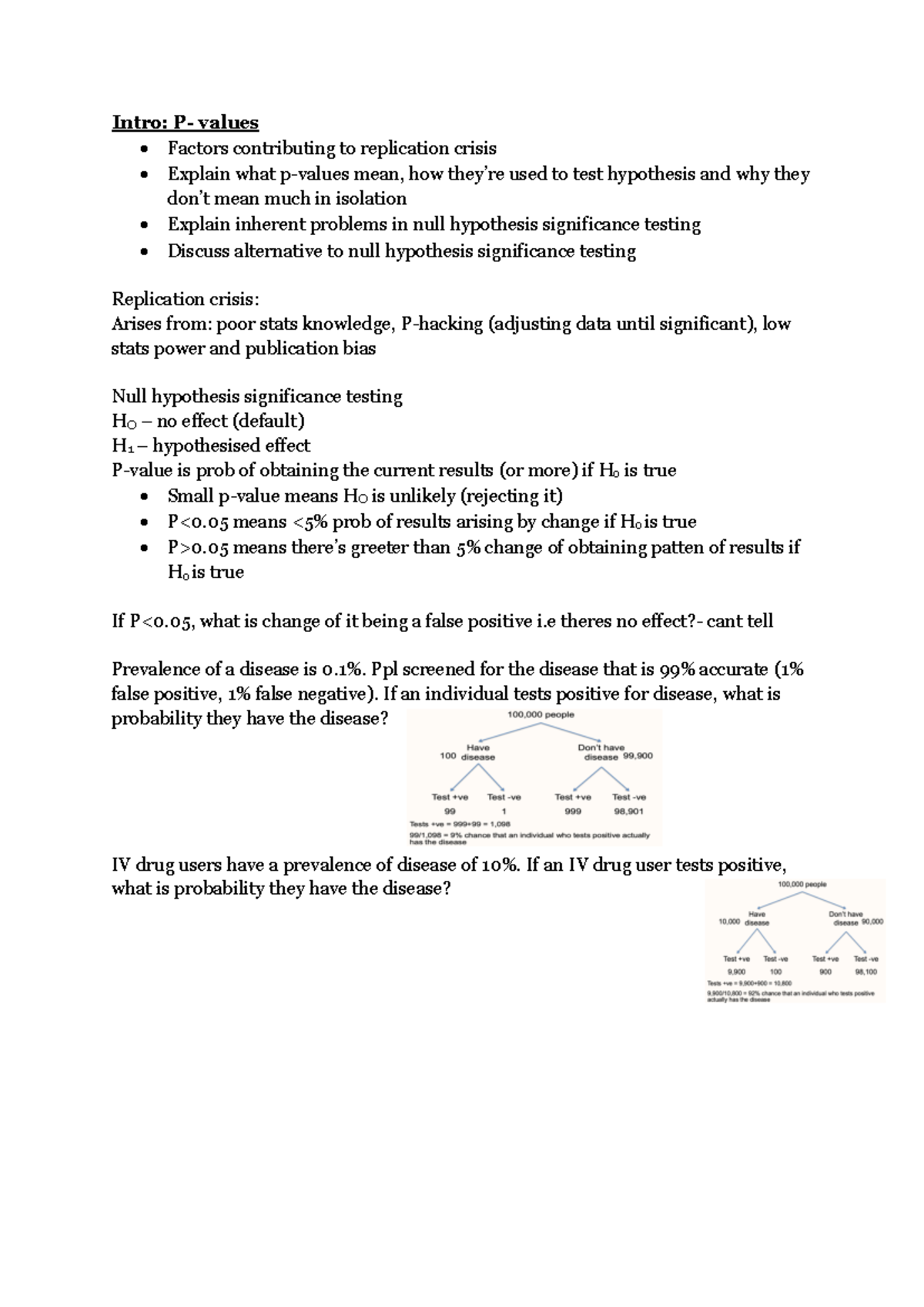 Lecture 1-summary - Intro: P- values - Factors contributing to replication crisis - Explain what ...