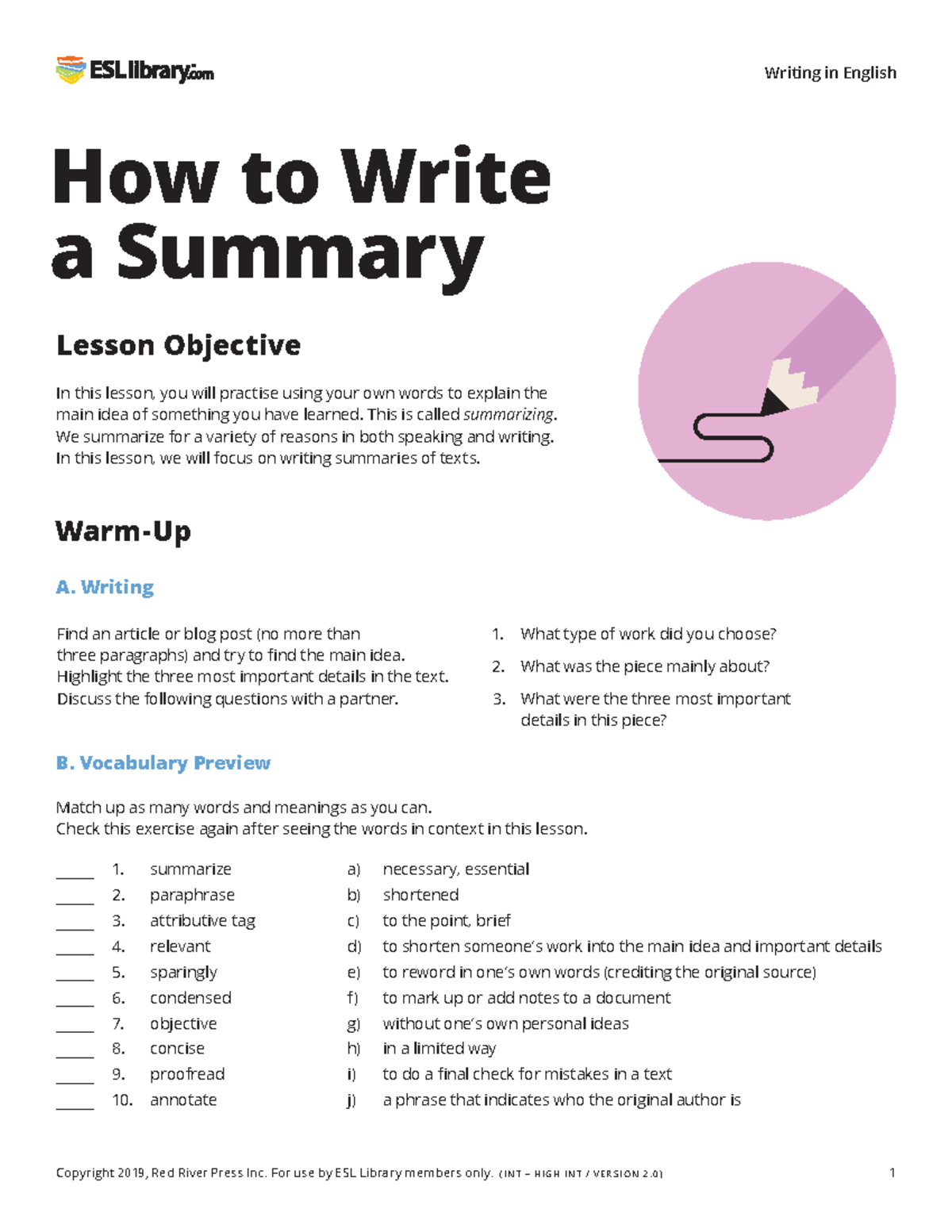 74 Summary Can - lecture note - Writing in English Lesson Objective In ...
