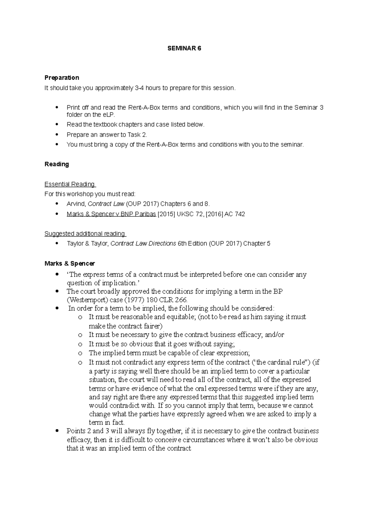 Seminar 6Materials-contract - SEMINAR 6 Preparation It should take you ...