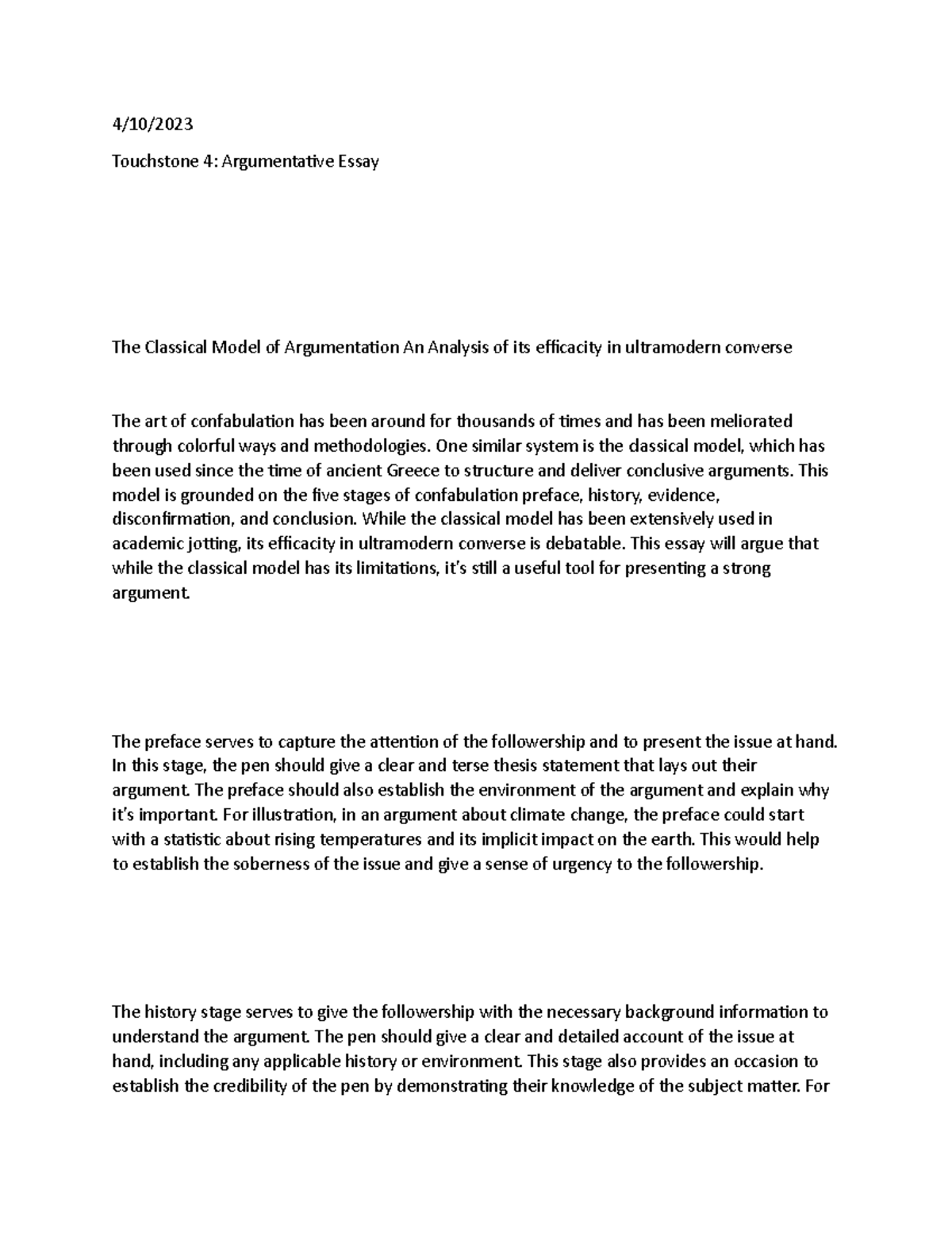 Touchstone 4 - English Composition - 4/10/ Touchstone 4: Argumentative ...