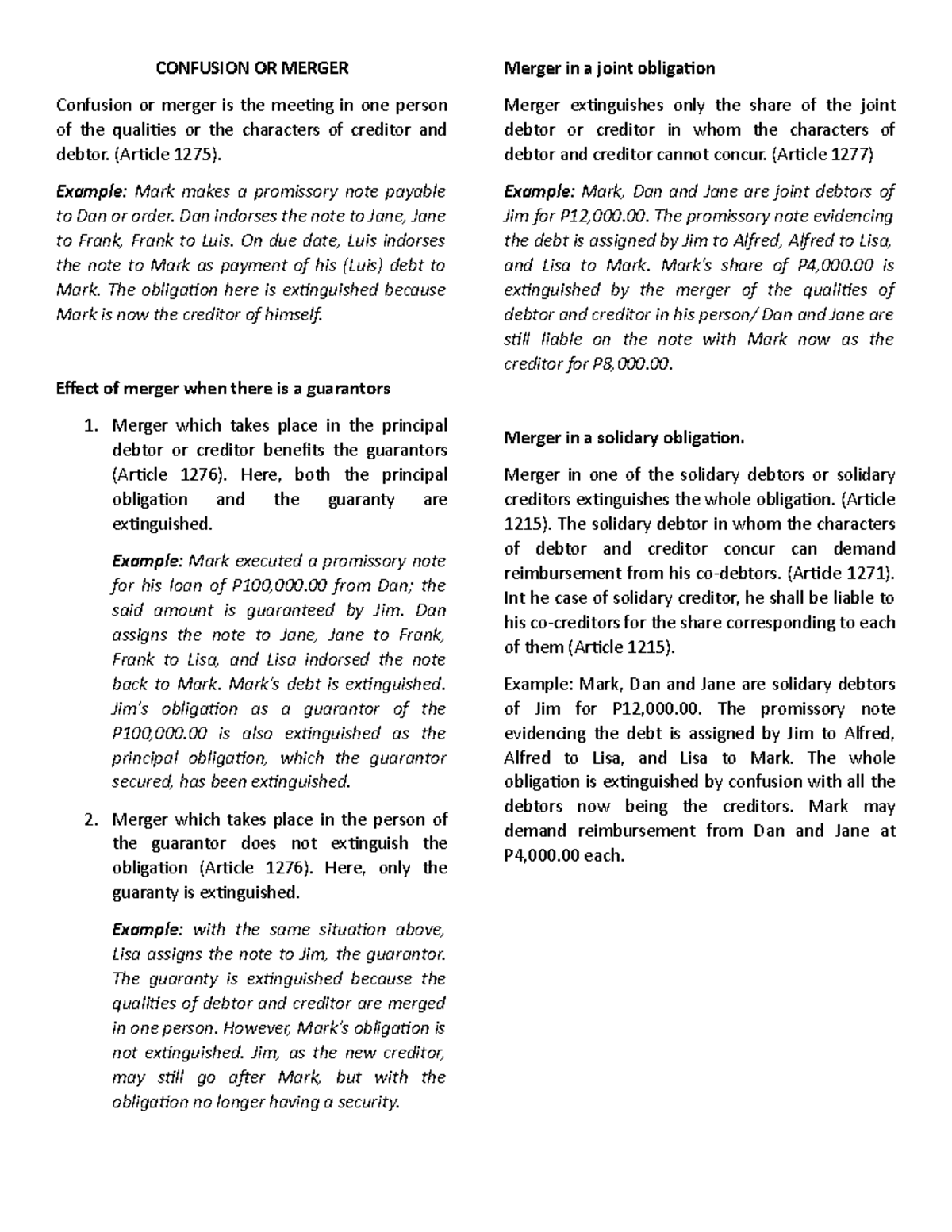 Confusion or Merger - CONFUSION OR MERGER Confusion or merger is the ...