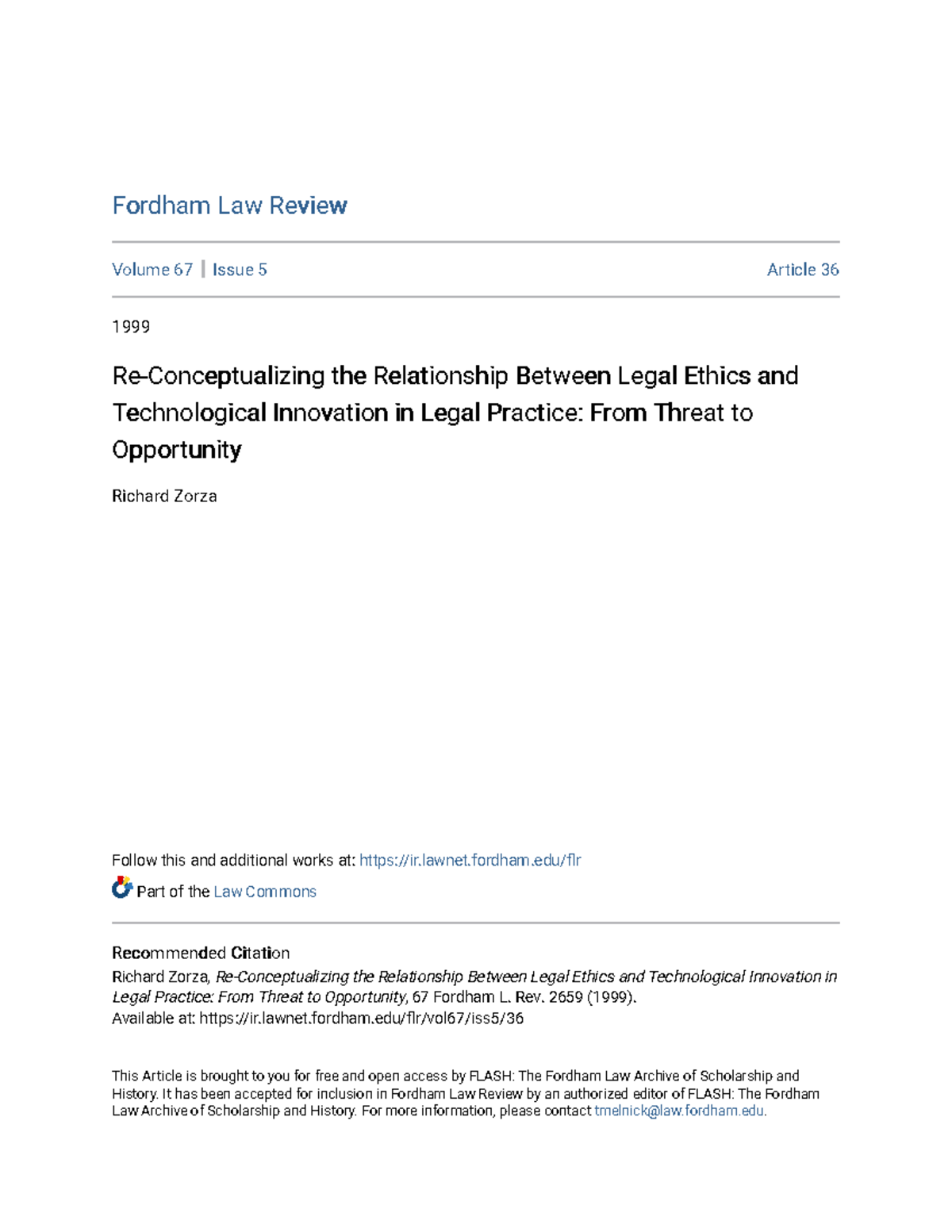 Re-Conceptualizing the Relationship Between Legal Ethics and ...