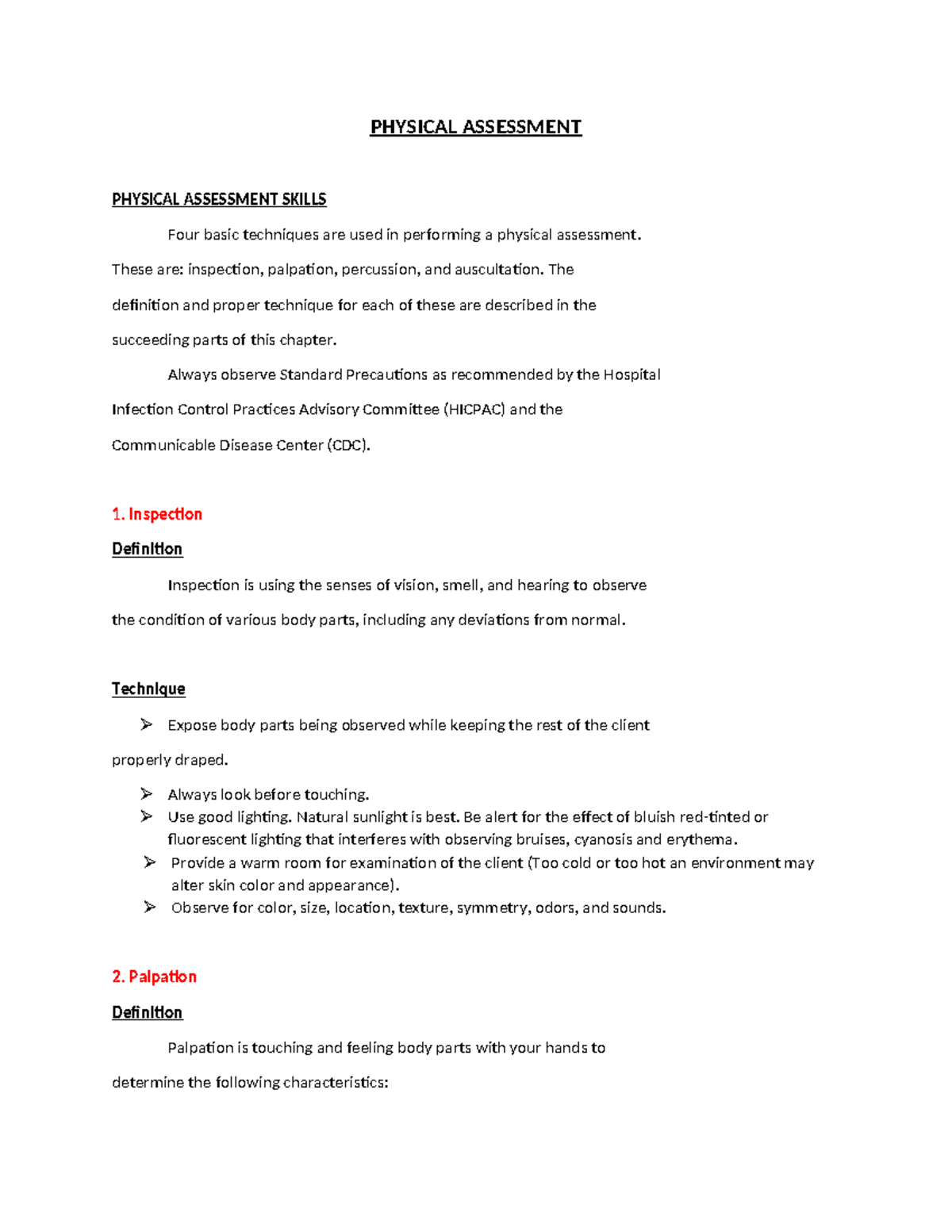 Module 4 Physical Assessment - PHYSICAL ASSESSMENT PHYSICAL ASSESSMENT ...