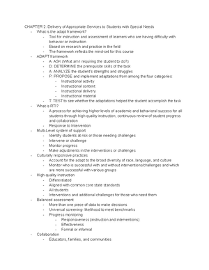 Chapter 2 notes - Delivery of Appropriate Services to Students with ...