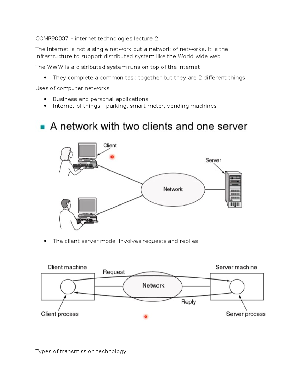COMP90007 – lecture 2 - COMP90007 – internet technologies lecture 2 The Internet is not a single ...